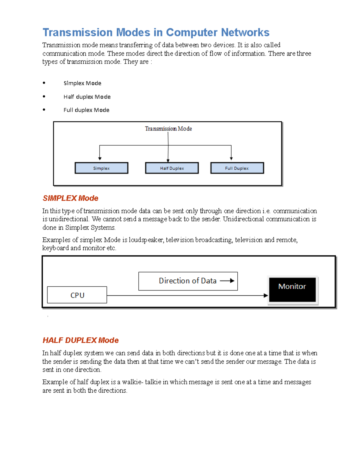 4. Modes - Transmission Modes in Computer Networks Transmission mode ...
