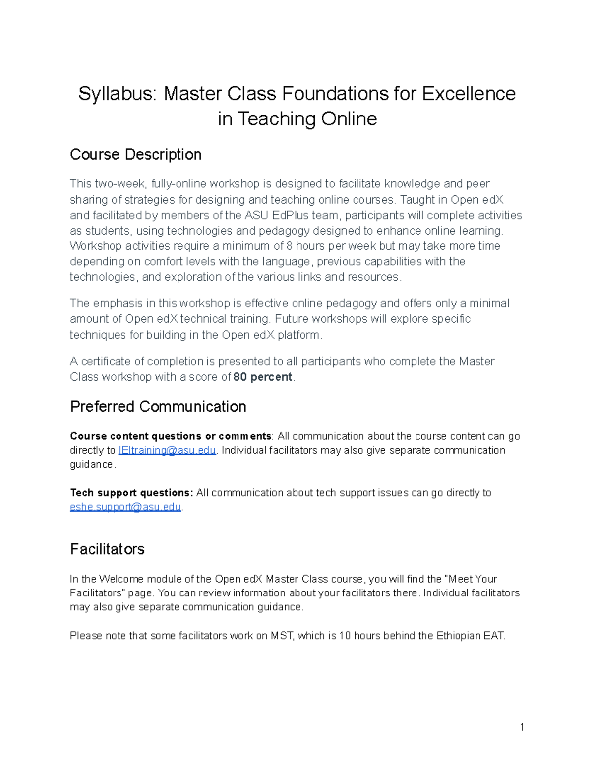 Group 7 - Ethiopia Master Class Syllabus - Syllabus: Master Class Foundations for Excellence in ...