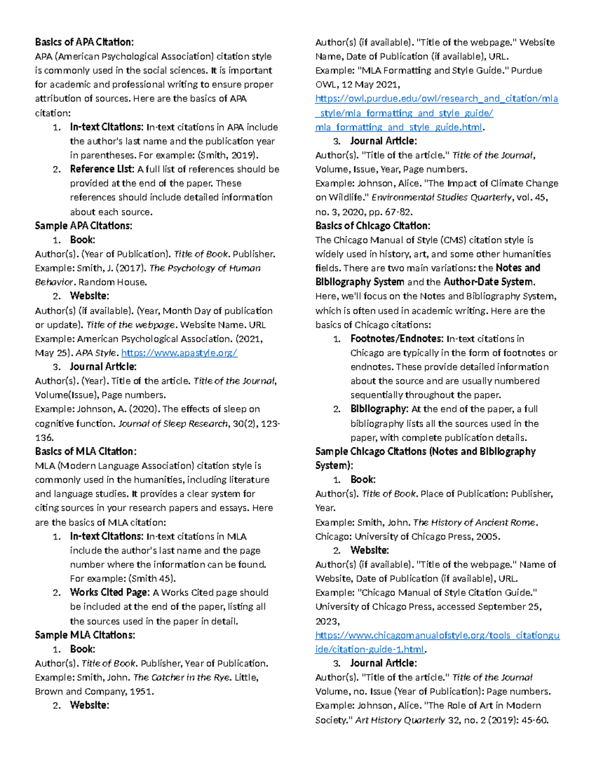 Basics of APA Citation - Basics of APA Citation: APA (American ...