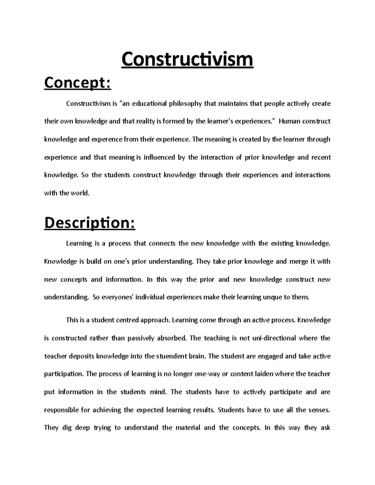 Constructivis 1 - Constructivism Concept: Constructivism is "an ...