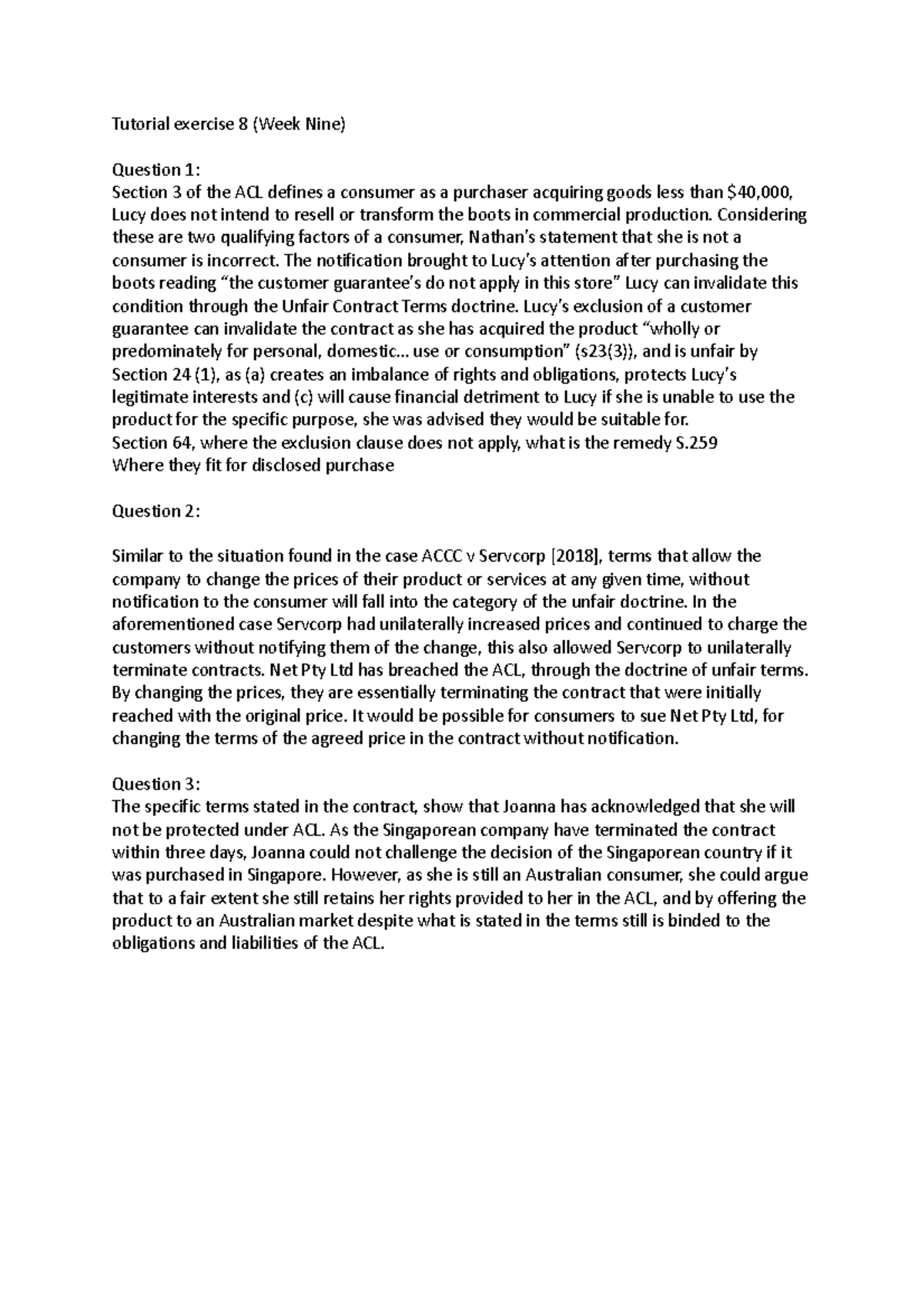 Tutorial exercise 8 - Considering these are two qualifying factors of a ...