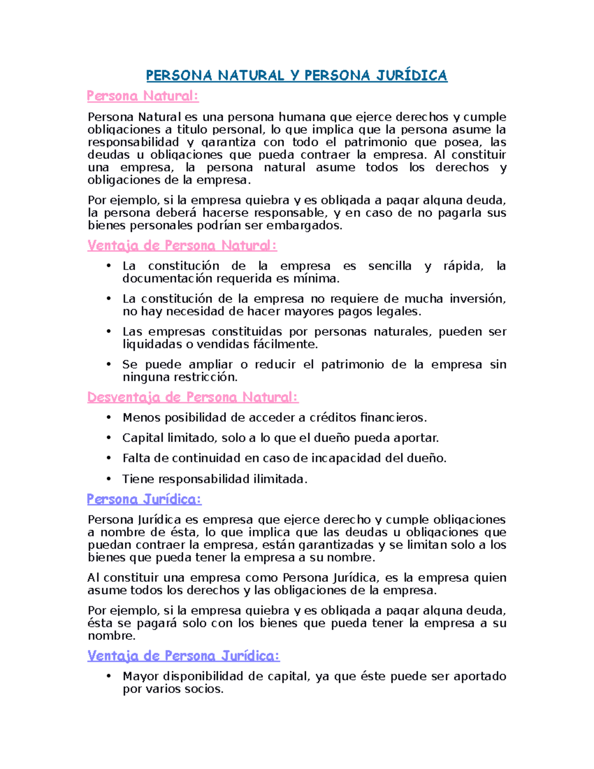 Persona Natural Y Persona Jurídica - PERSONA NATURAL Y PERSONA JURÍDICA ...
