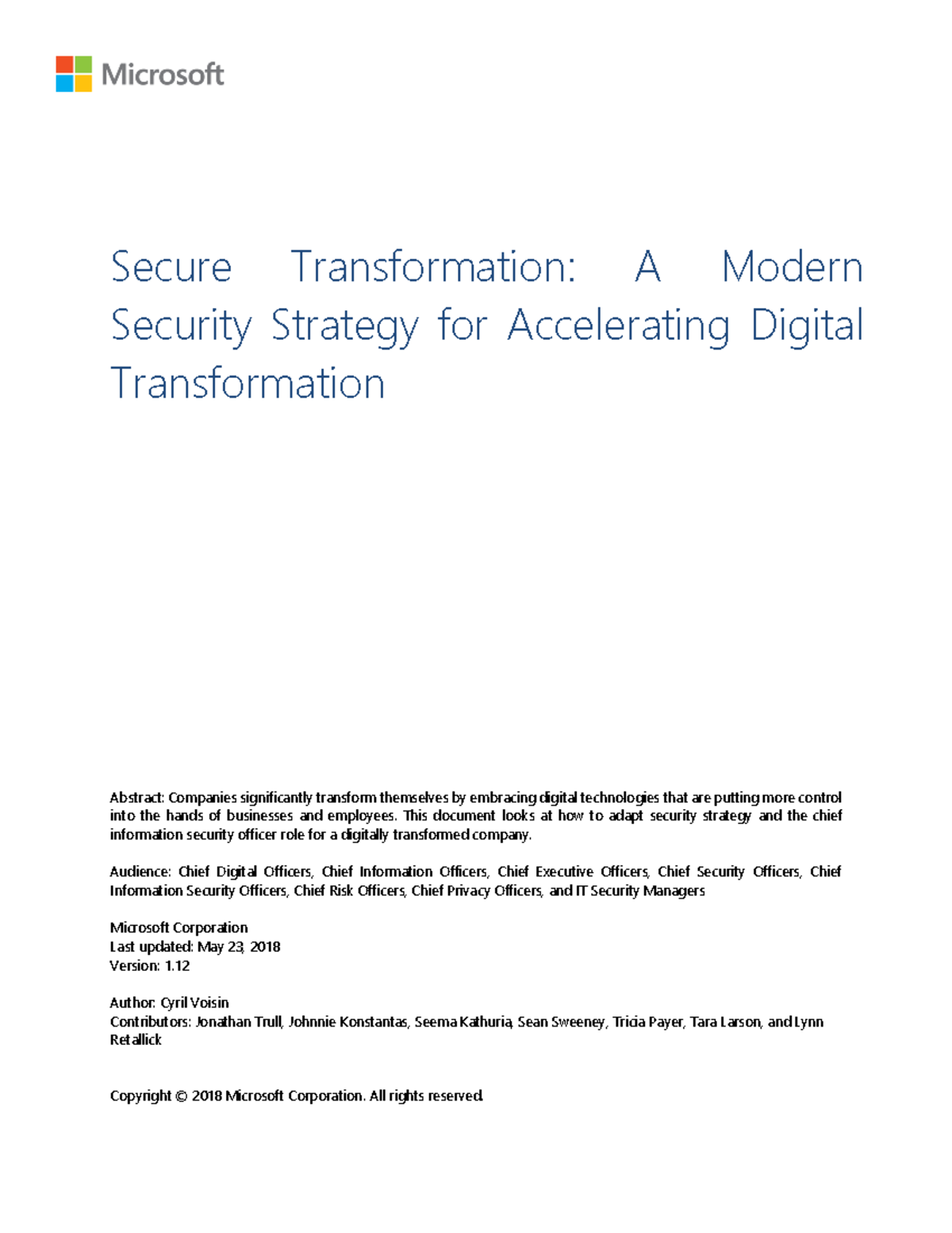 Microsoft Whitepaper - A Modern Security Strategy for Accelerating ...