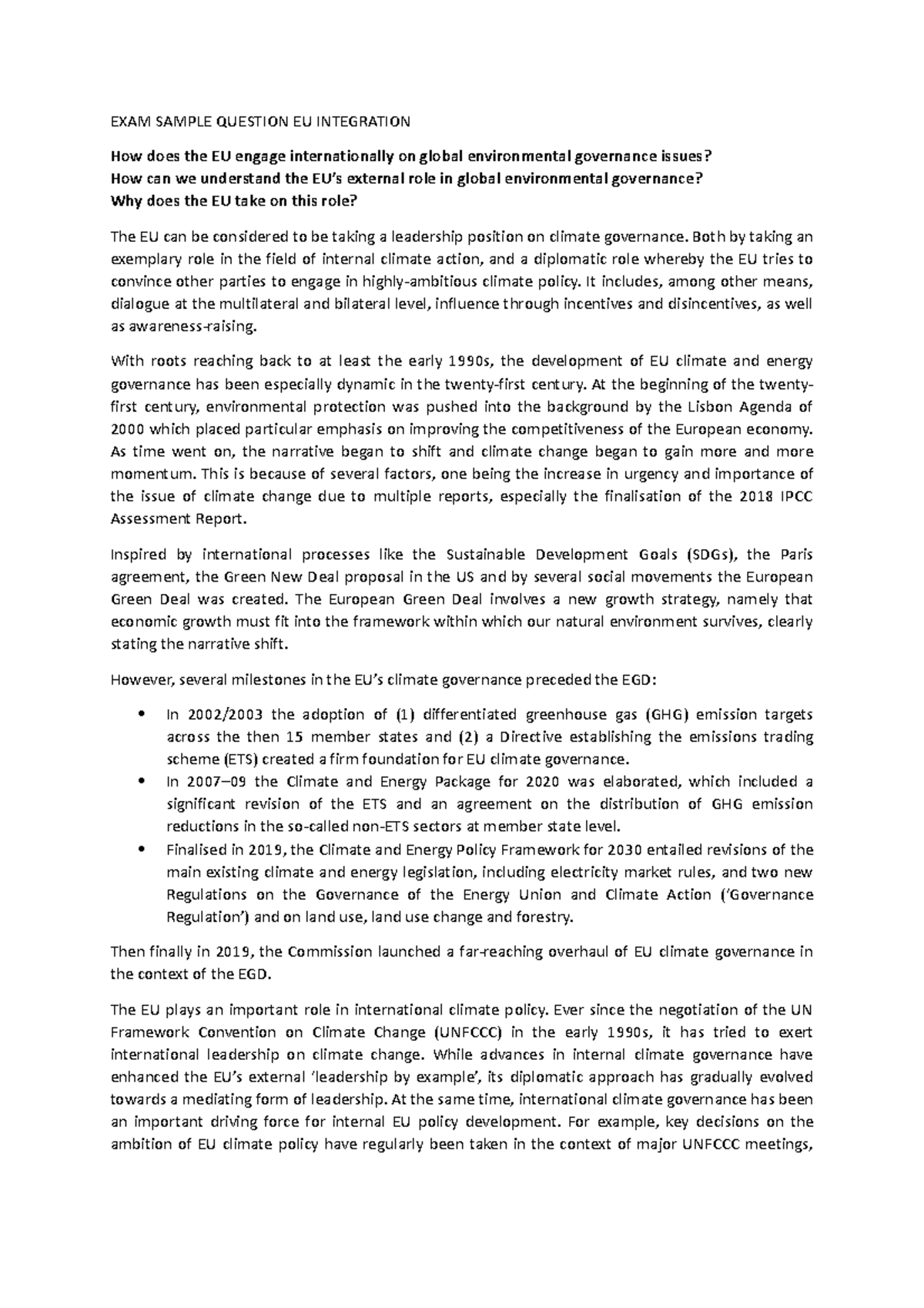 Sample Questions EU Integration - EXAM SAMPLE QUESTION EU INTEGRATION ...