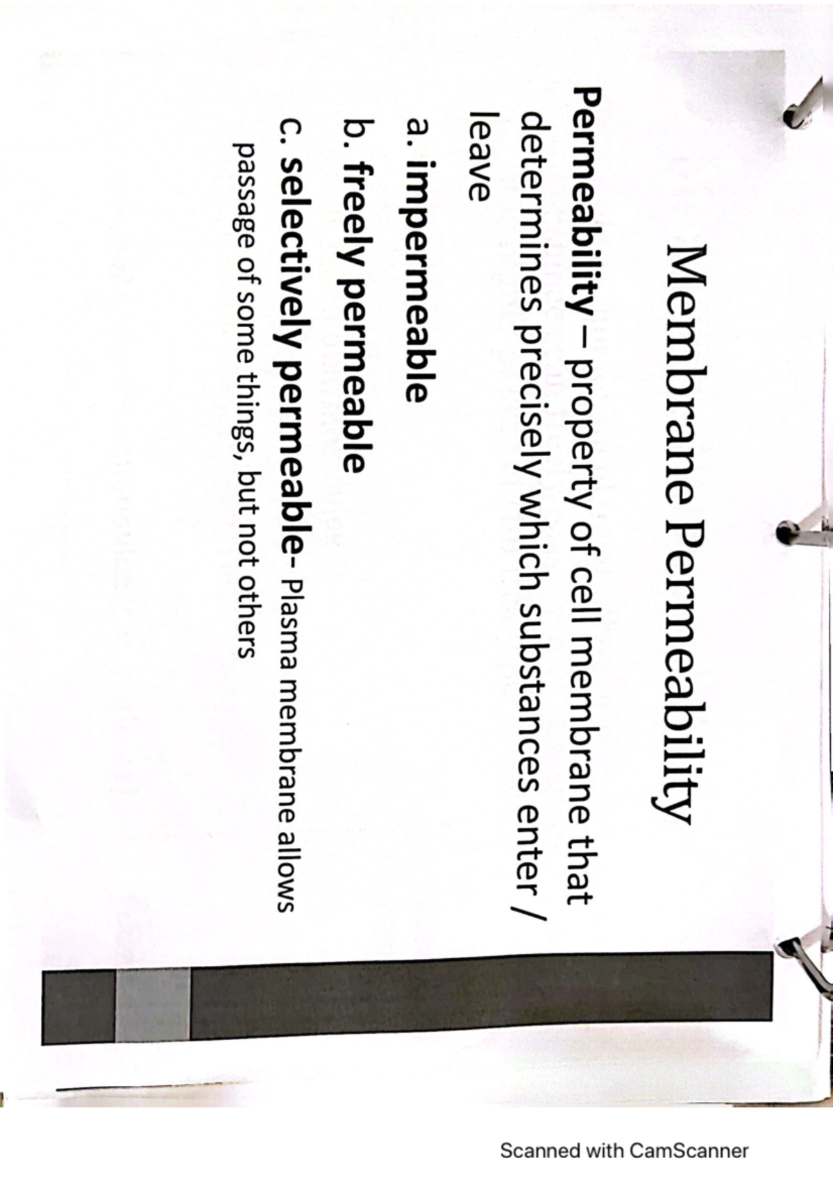 Membrane Permeability - impermeable b. freely permeable C. selectively ...
