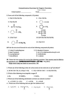 Key to comprehensive Exercises - I. Name each of the followings for ...