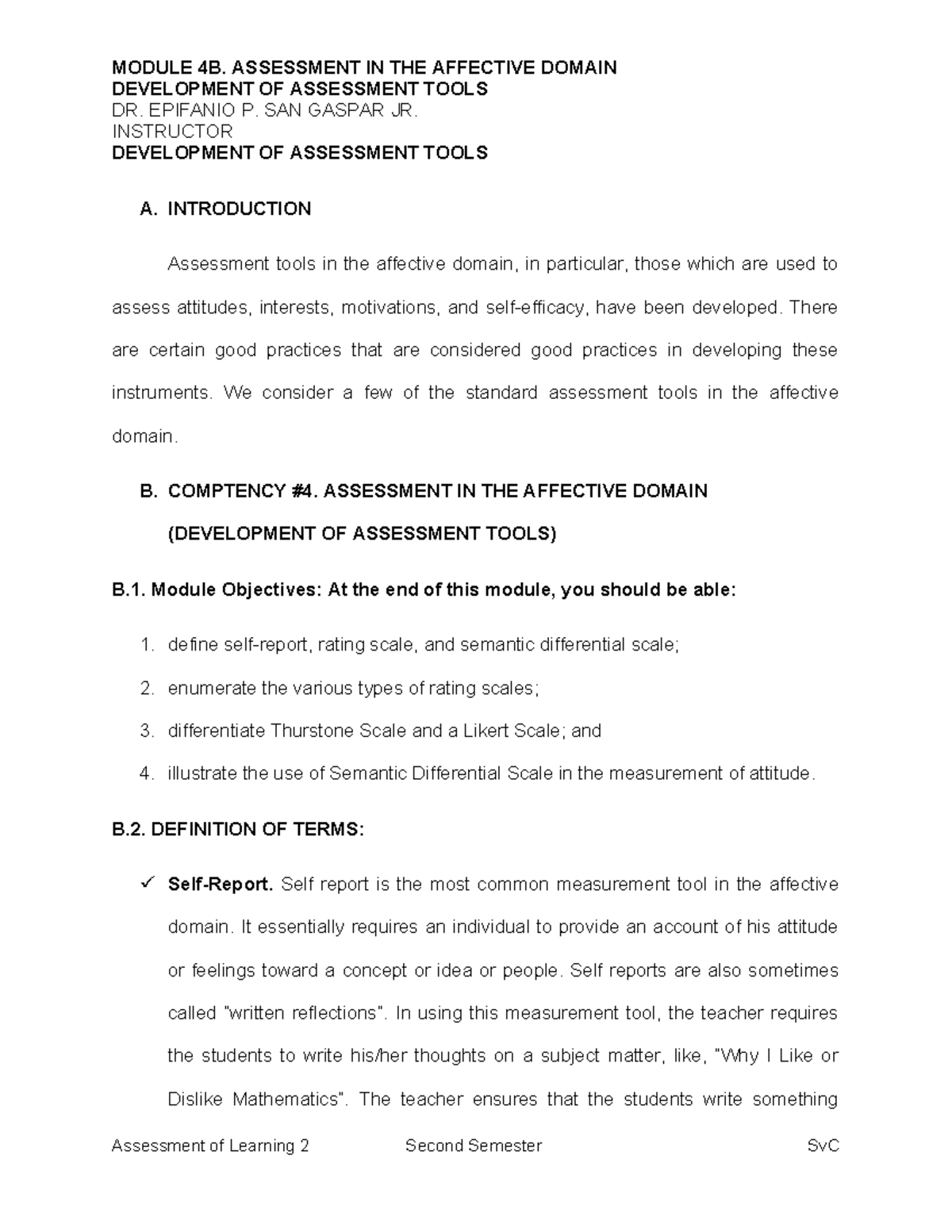 Module-4B - Module 4 in Assessment of Learning 2 - DEVELOPMENT OF ...