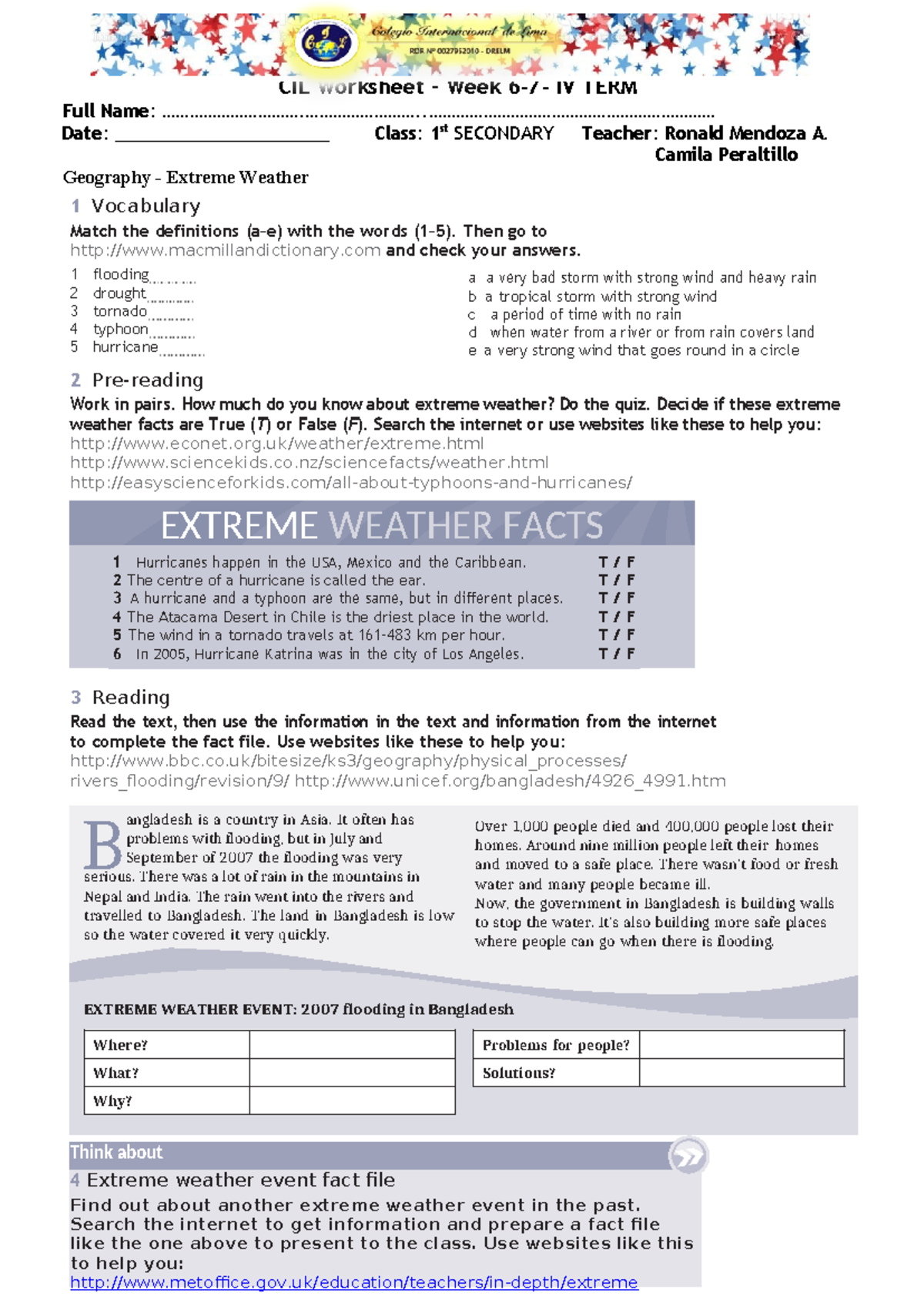 1S Extrdme weather - paper - 1 Hurricanes happen in the USA, Mexico and ...