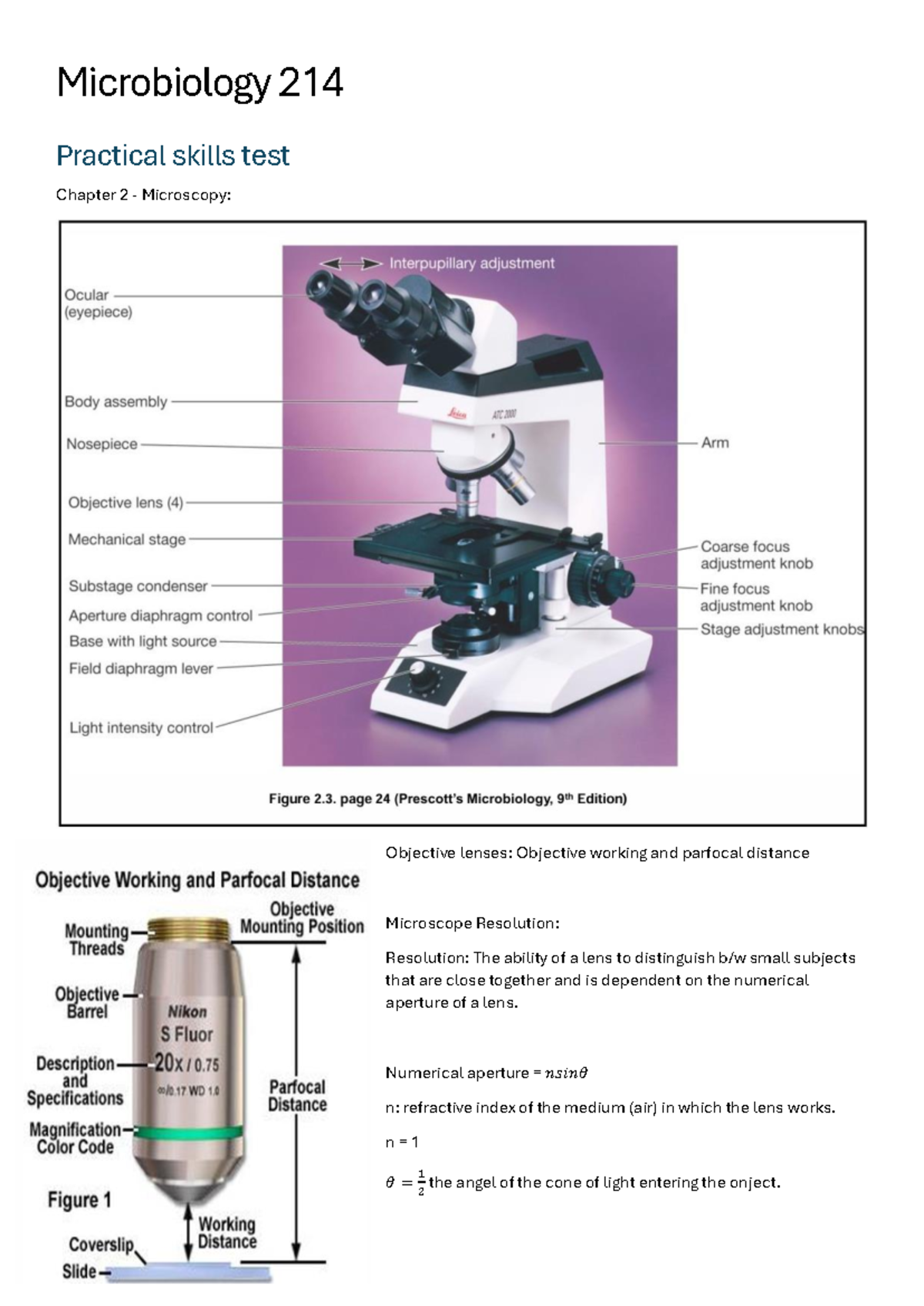 Microbiology Prac Test 214 - Microbiology 214 Practical skills test ...