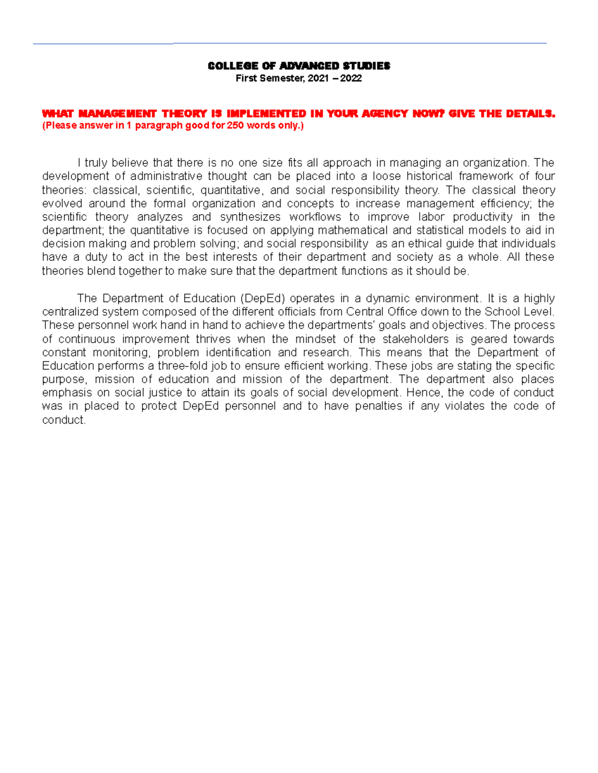 Ed Ma 15 Written Output 4 - COLLEGE OF ADVANCED STUDIES First Semester ...