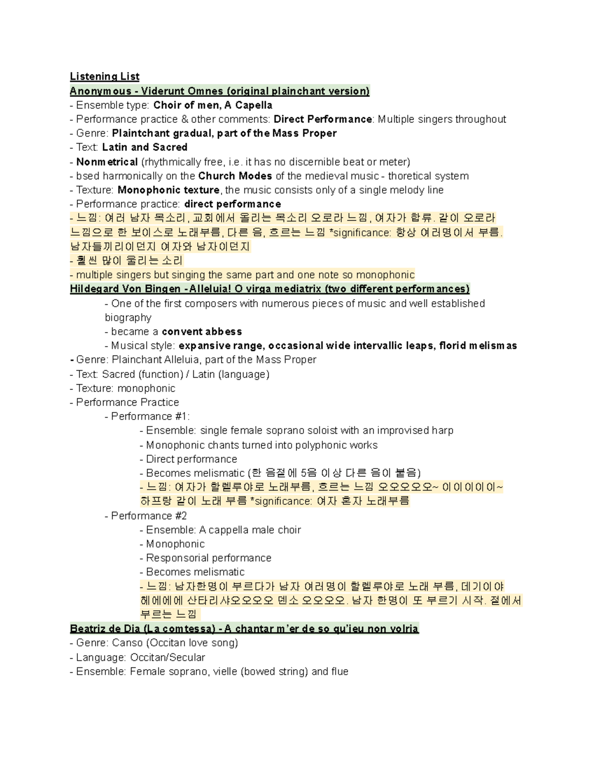 Quiz 1 polished - notes - Listening List Anonymous - Viderunt Omnes ...