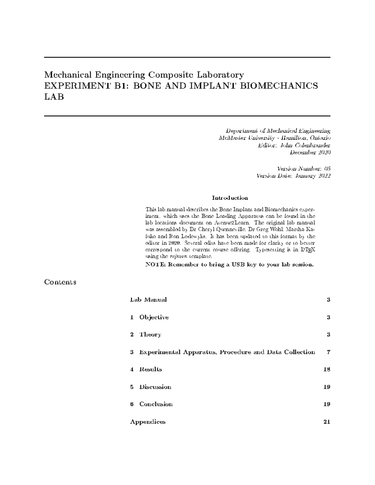 Lab B1 - The lab document for B1 - Mechanical Engineering Composite Laboratory EXPERIMENT B1 ...
