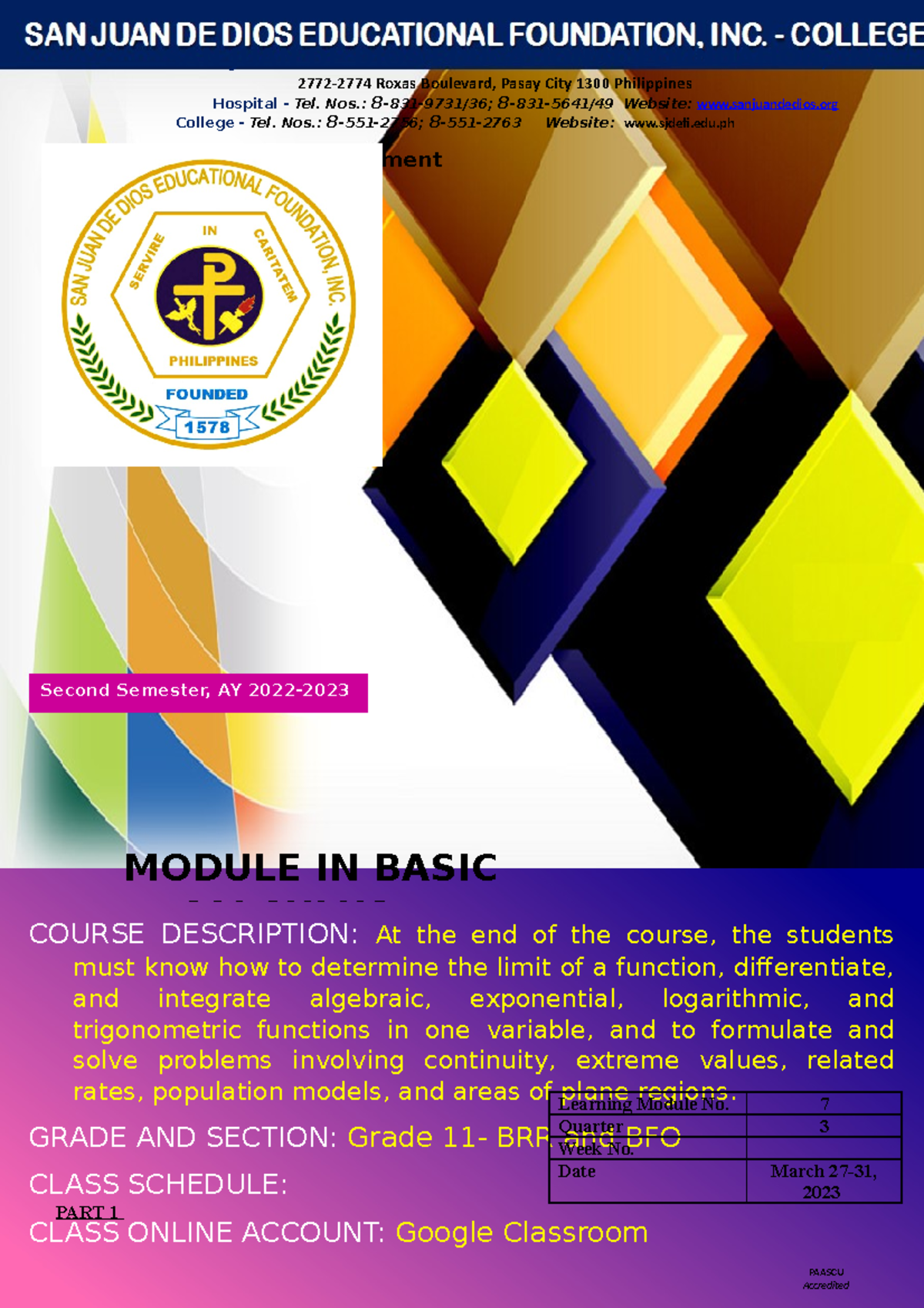 Module 7 - Bas Cal - PhilHealth 2772-2774 Roxas Boulevard, Pasay City ...