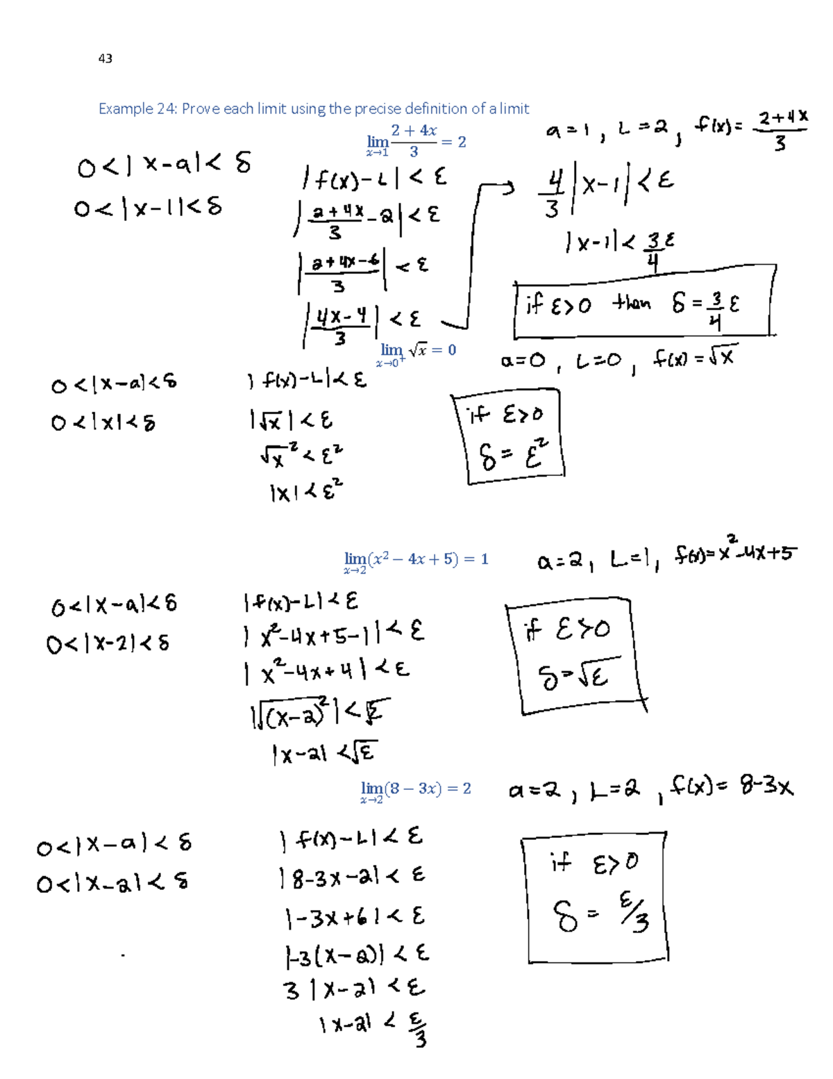 Lecture 5 Calcus Example 24 Prove Each Limit Using The Precise Definition Of A Limit Lim 𝑥→