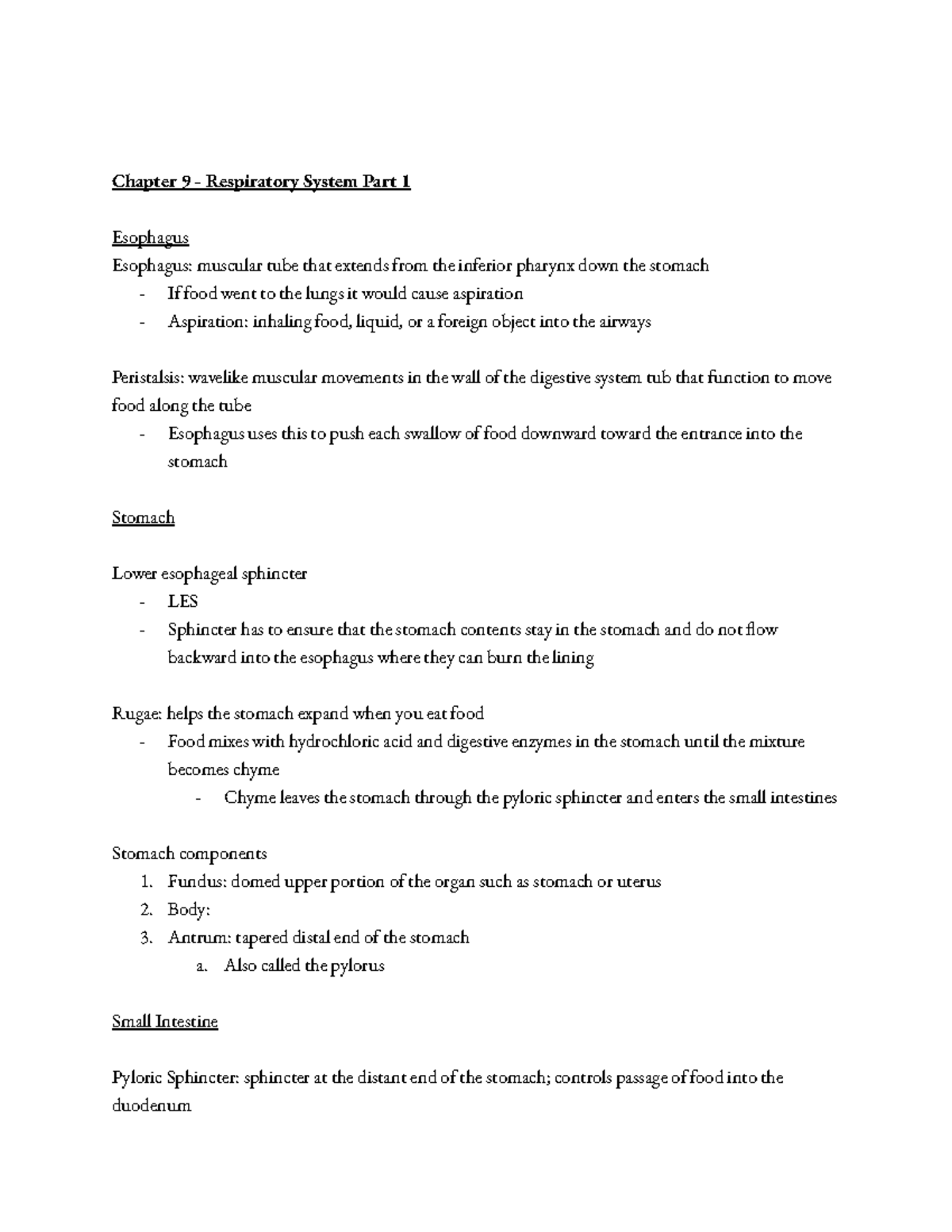 Medical Terminology Notes - Chapter 9 part 1 - Chapter 9 - Respiratory ...