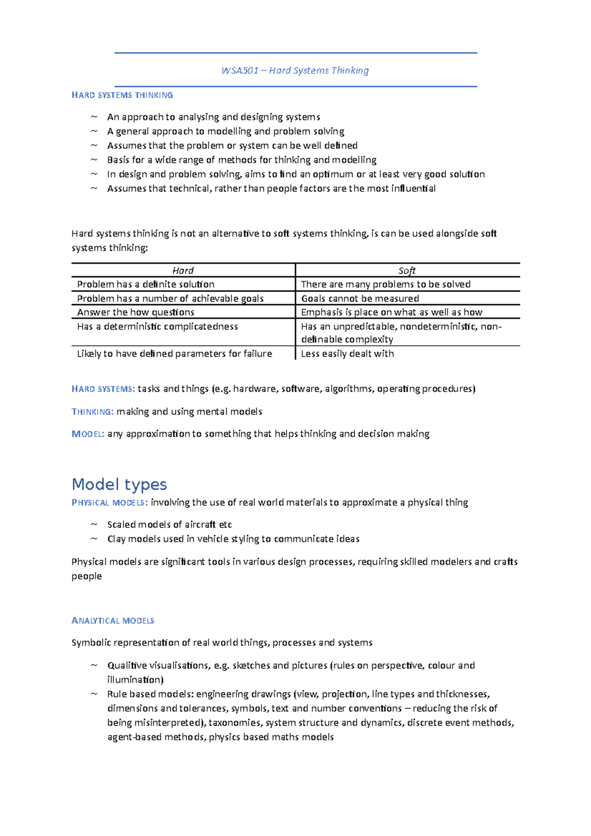 Hard Systems Thinking - Bob Wood - WSA501 – Hard Systems Thinking HARD ...