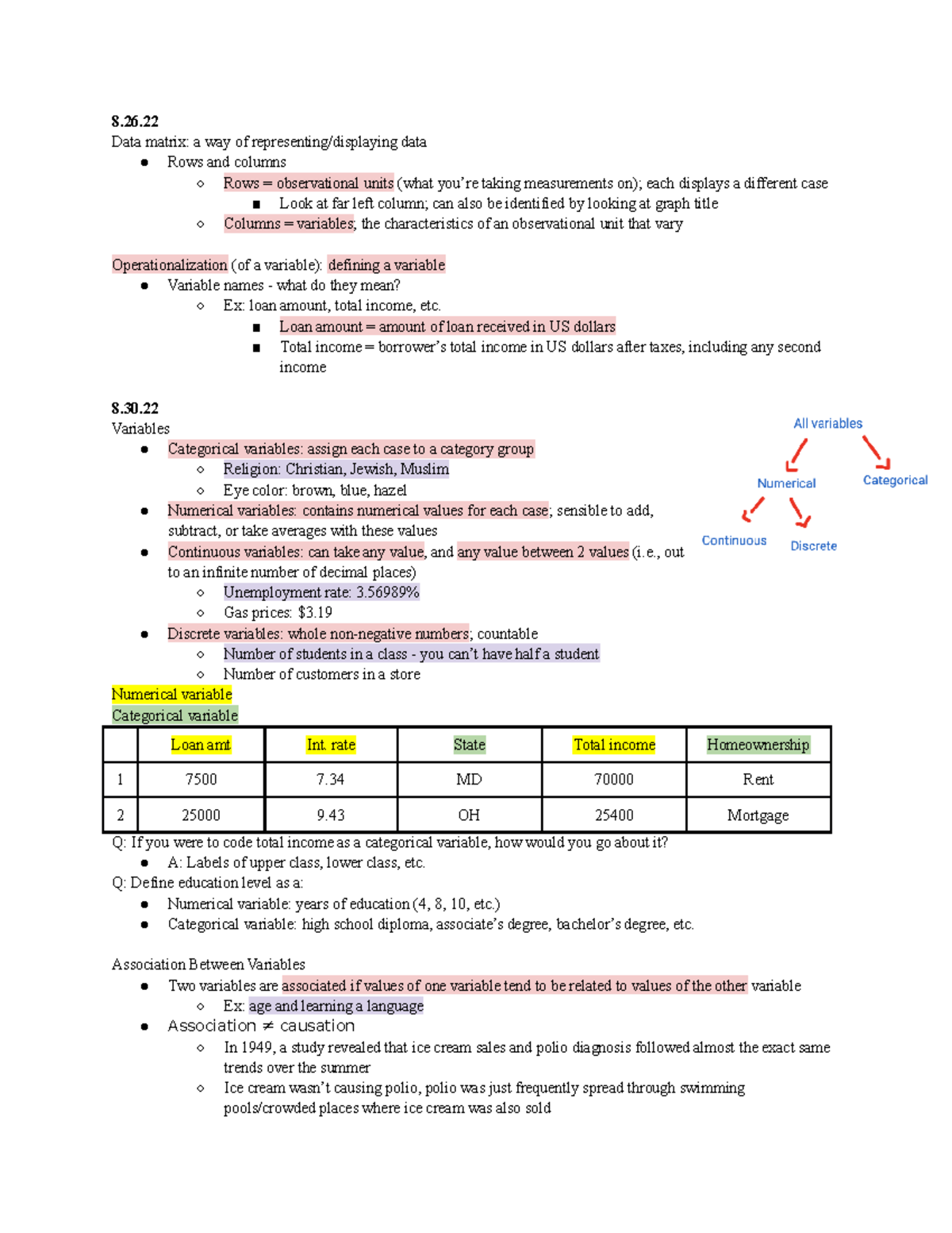 QTM 100 Week 1 Lecture - Data matrix, numerical vs. categorical variables, data collection and ...