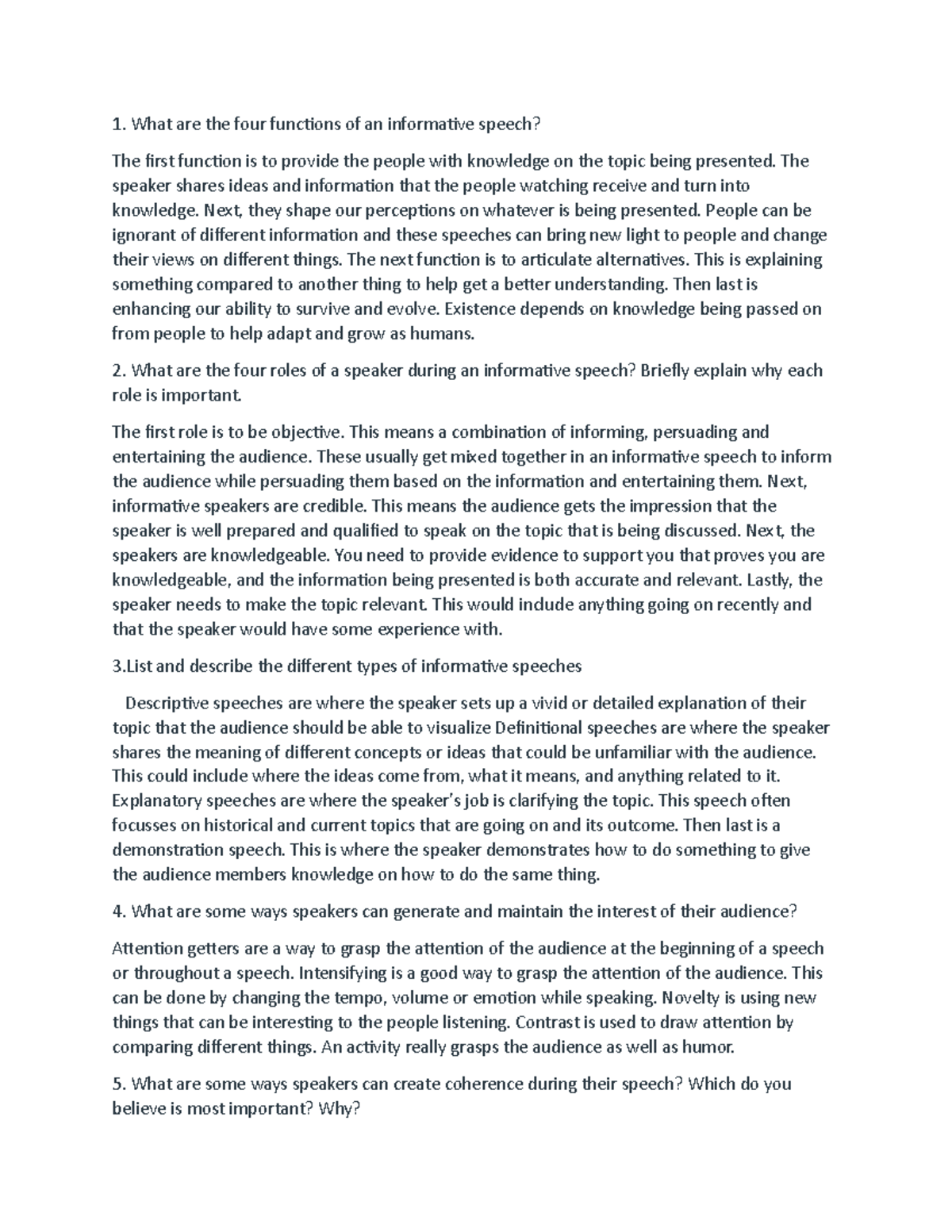 15 Speech Assignment What Are The Four Functions Of An Informative
