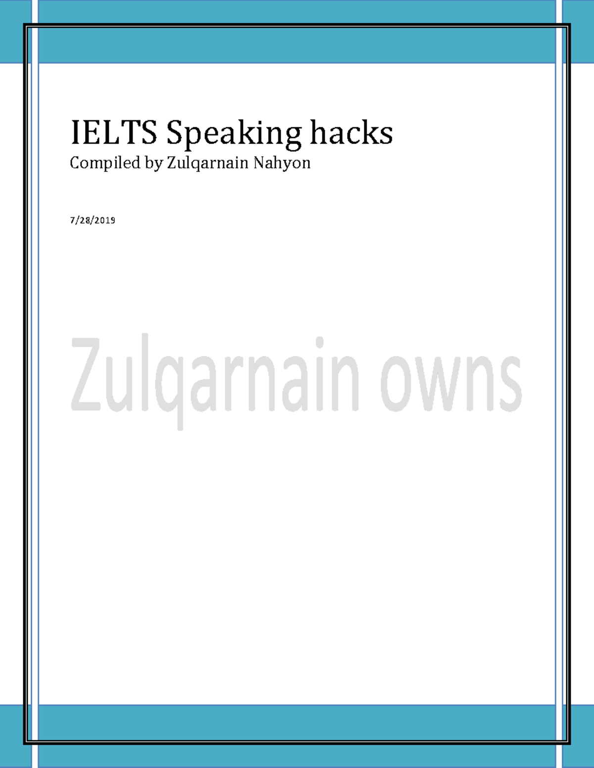 Ielts Hacks 2019 speaking - IELTS Speaking hacks Compiled by Zulqarnain ...