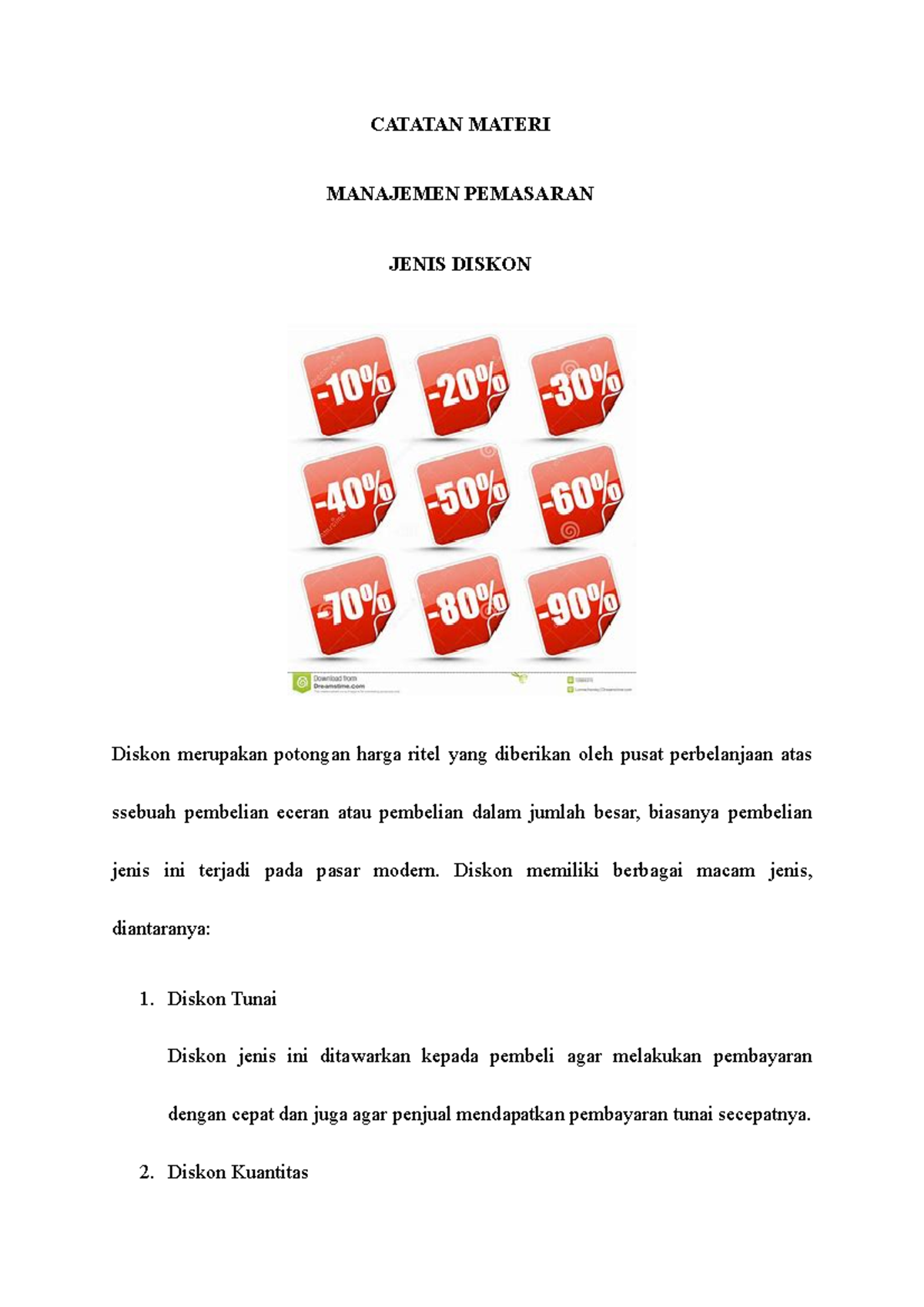 Catatan Materi mengenai Jenis Diskon - CATATAN MATERI MANAJEMEN ...