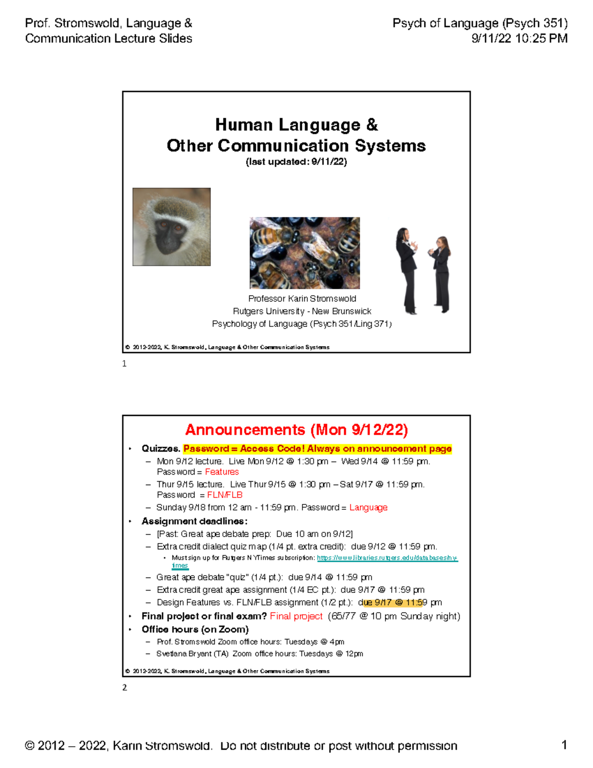 Lang commun - notes - Communication Lecture Slides 9/11/22 10:25 PM ...