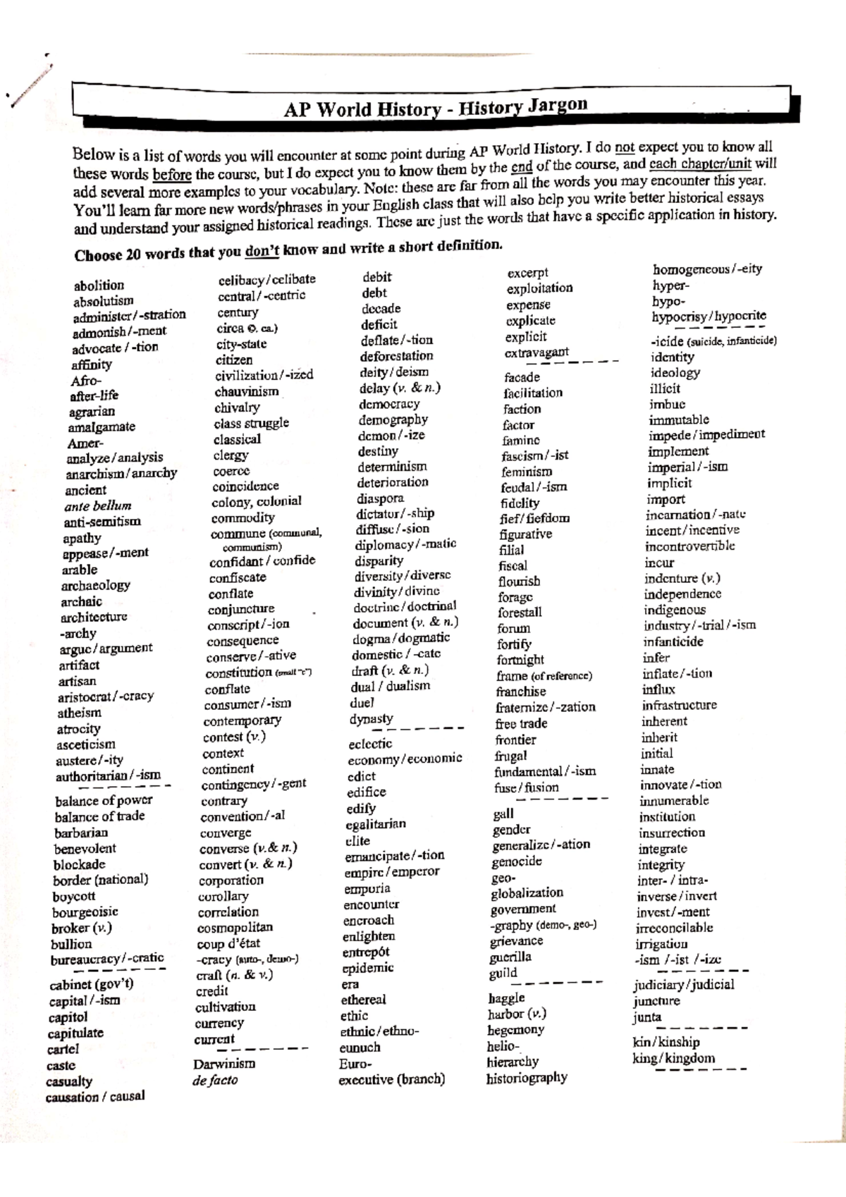 History+Jargon+-Terms+and+Assignment - AP World History History Jargon ...