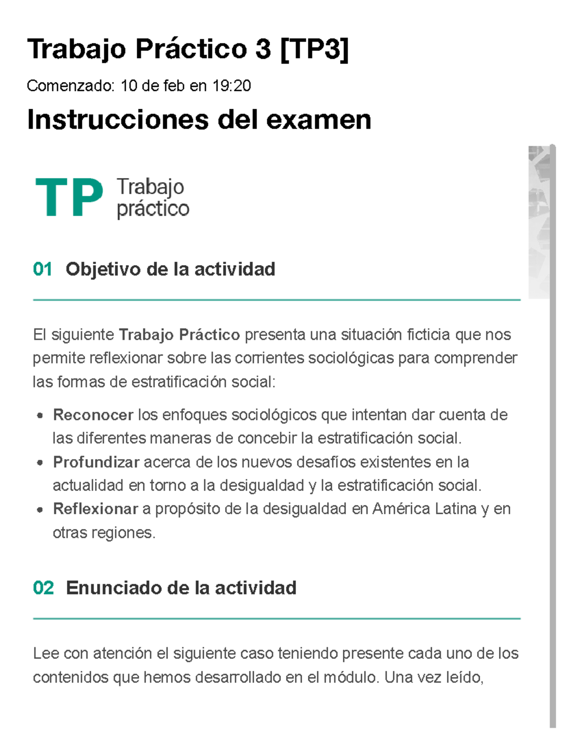 Examen Trabajo Práctico 3 [TP3].pdf 95% Lola - ;YHIHQV 7 YmJ[PJV B; 7 D Comenzado: 10 de feb en ...