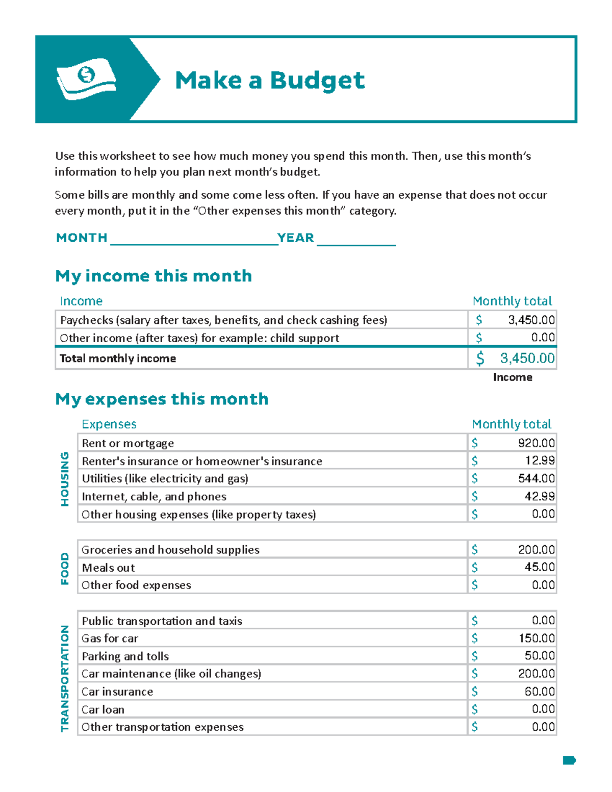 Pdf-1020-make-budget-worksheet form - Make a Budget Use this worksheet ...