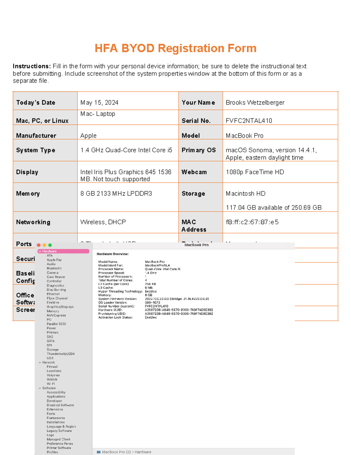 CMIT202 Project 1 template - HFA BYOD Registration Form Instructions ...
