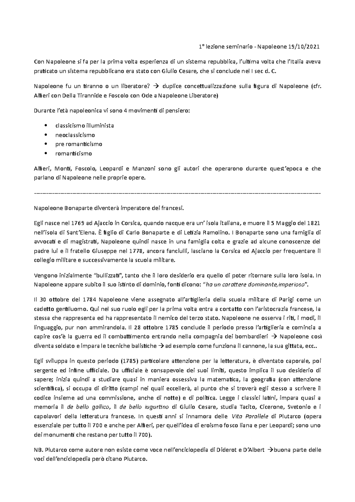 Seminario Napoleone 1 lezione - 1° lezione seminario - Napoleone 19/10 ...