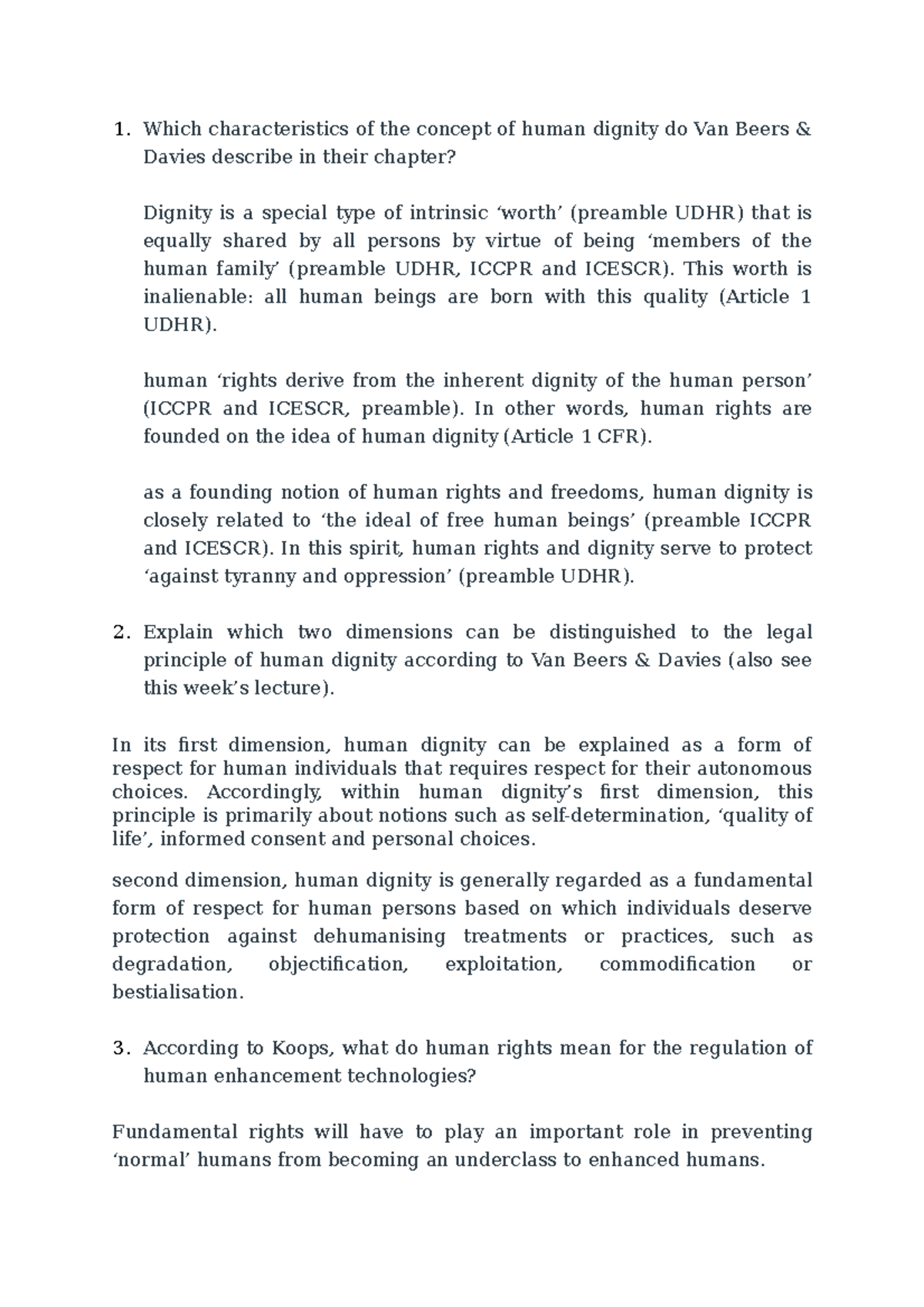 assignments week 2 bioethics, Technology and Law - VU - Studeersnel