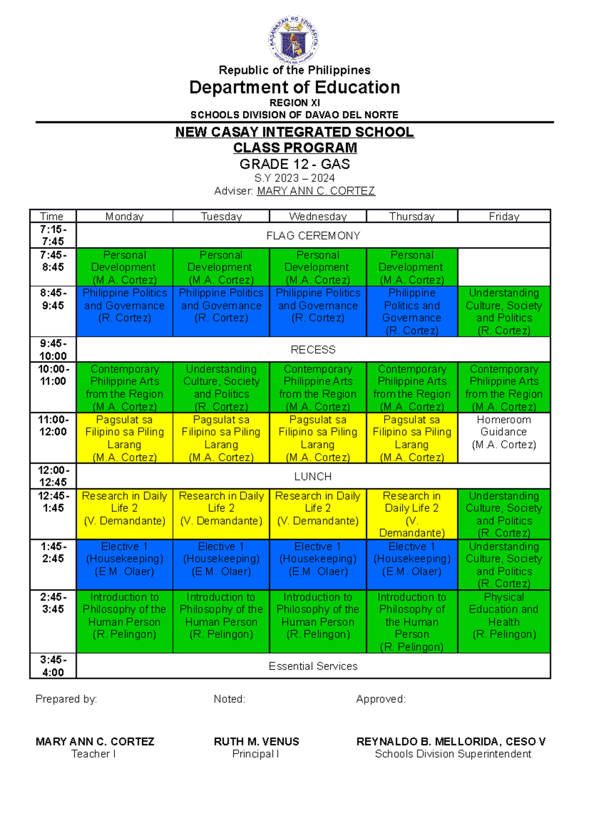 Class program and l OAD NEW - Republic of the Philippines Department of ...