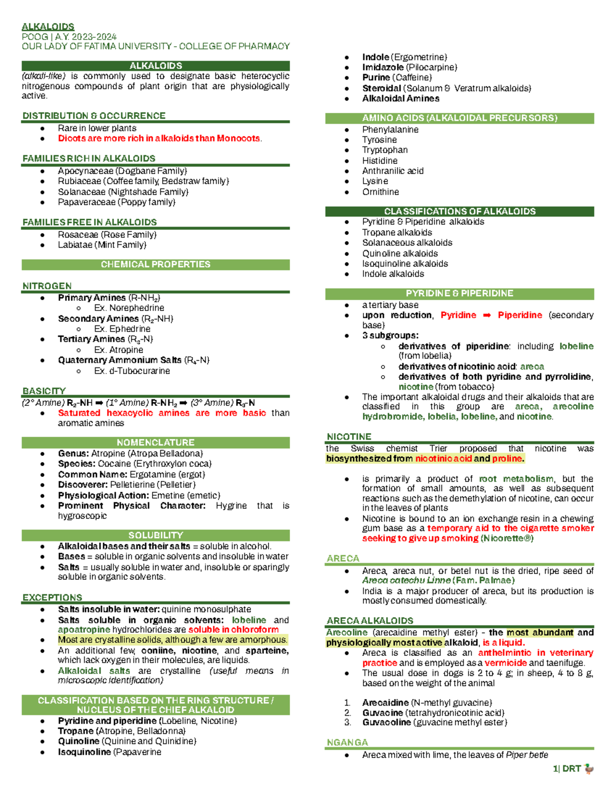 Alkaloids - ALKALOIDS PCOG | A. 2023 - 2024 OUR LADY OF FATIMA ...