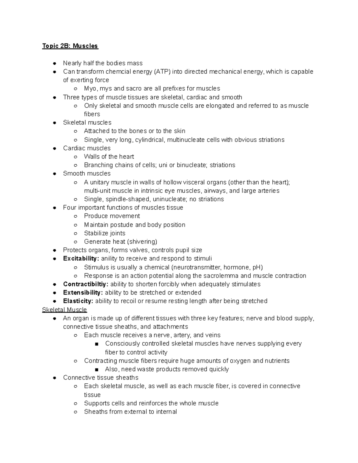 Topic 2 Cellular Physiology of Nerve and Muscle II - Topic 2B: Muscles ...