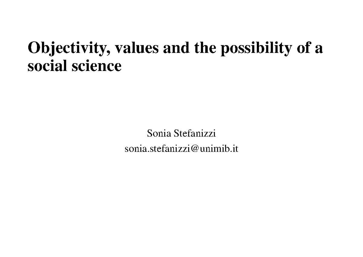 Stefanizzi 2017 Objectivity, values and the possibility of a social ...