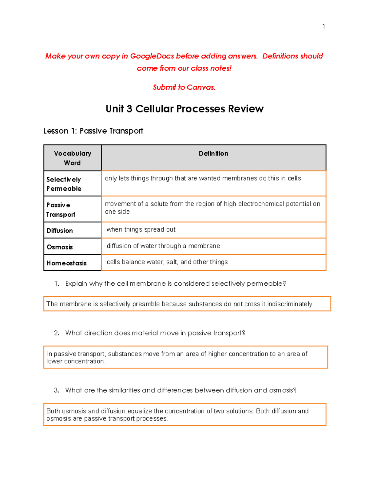 Copy of Unit 3 Cellular Processes Review Haile - ####### Make your own ...