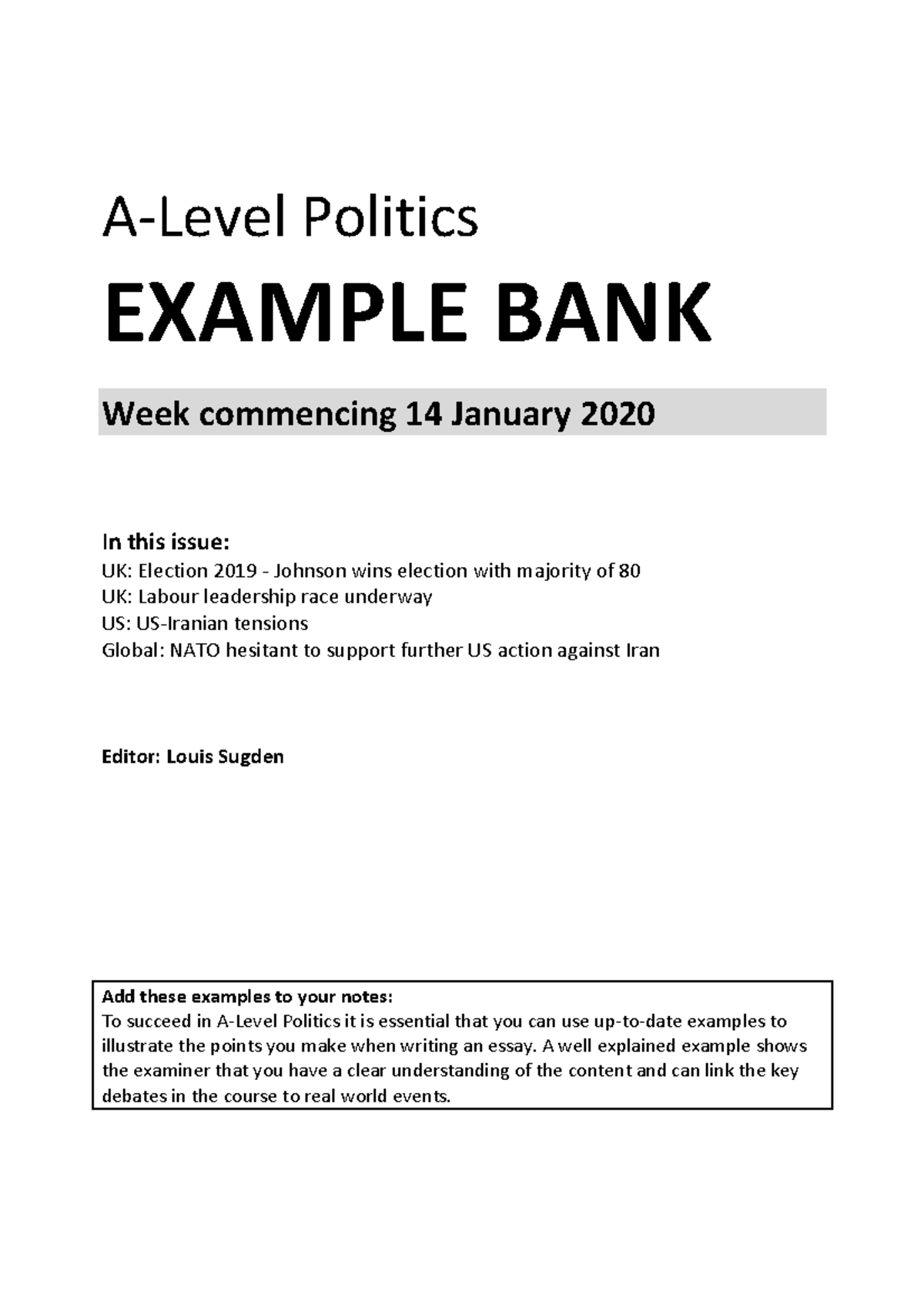 A Level Politics Example Bank 14 Jan 2012 0 - A-Level Politics EXAMPLE ...