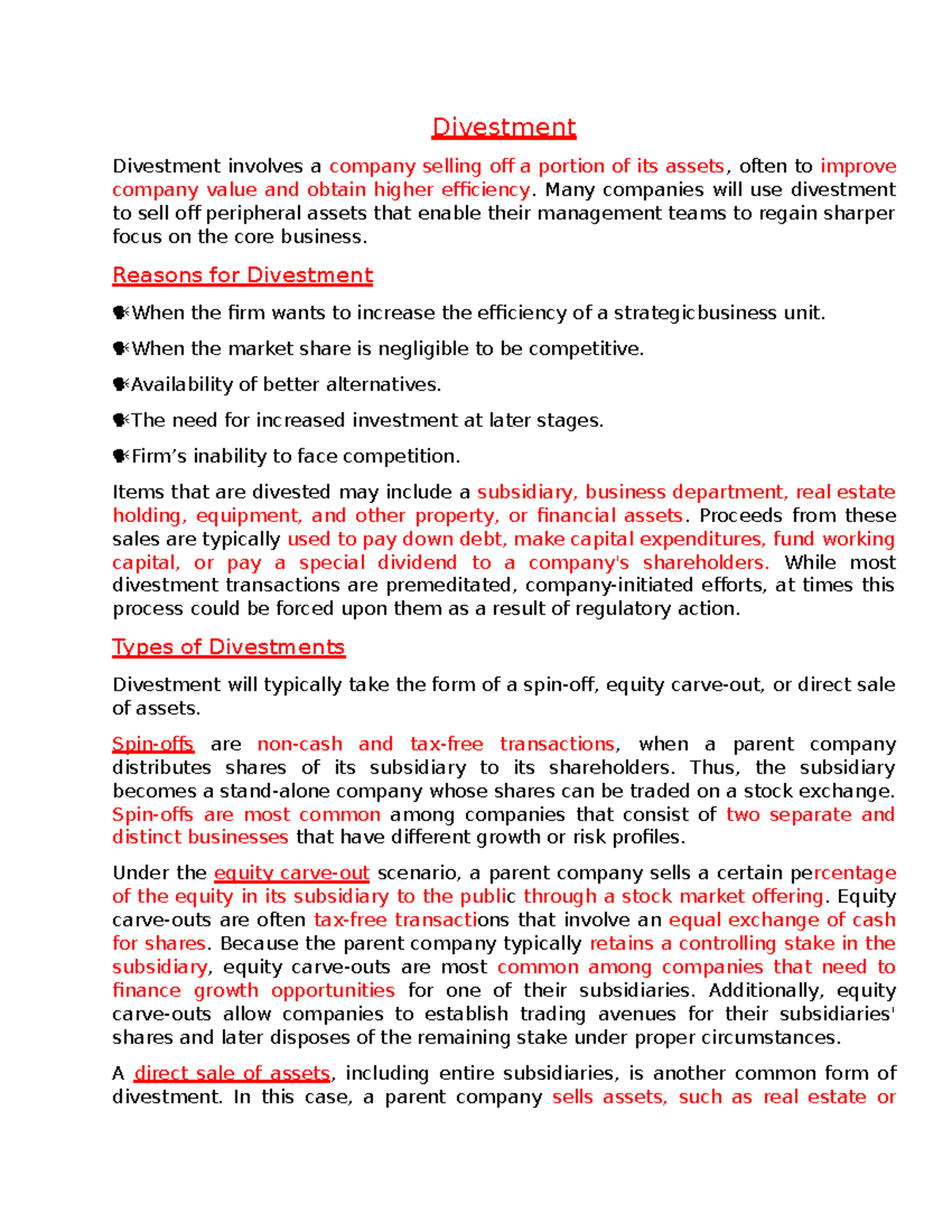 Divestment - Divestment Divestment involves a company selling off a ...