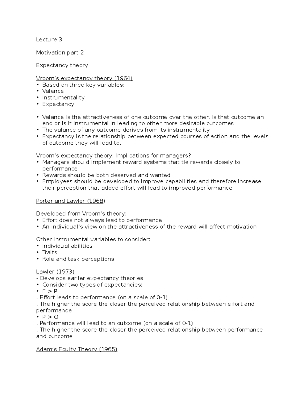 Motivation Lecture Notes - LBU - Studocu