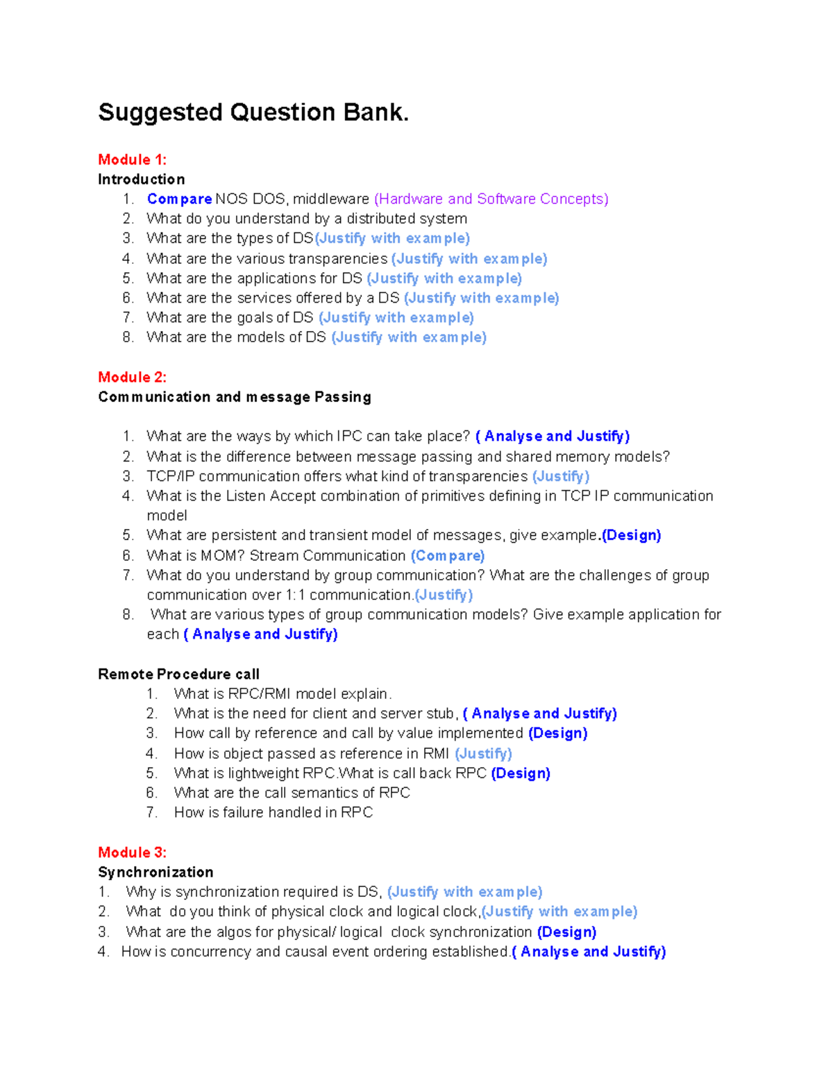 Questions Bank for Practice Mock Viva DC - Suggested Question Bank ...