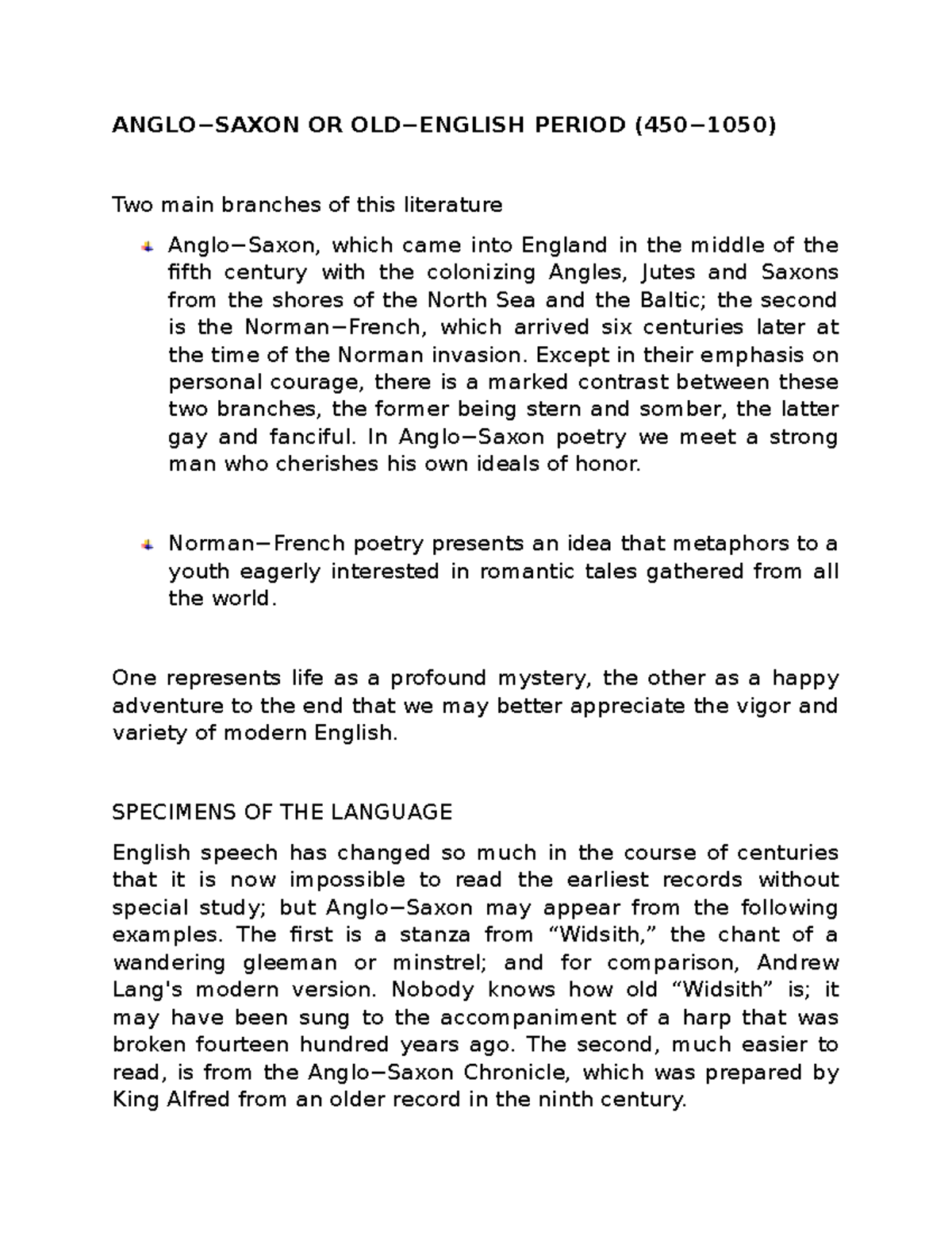 Anglo-Saxon and Beowulf - ANGLO−SAXON OR OLD−ENGLISH PERIOD (450−1050 ...