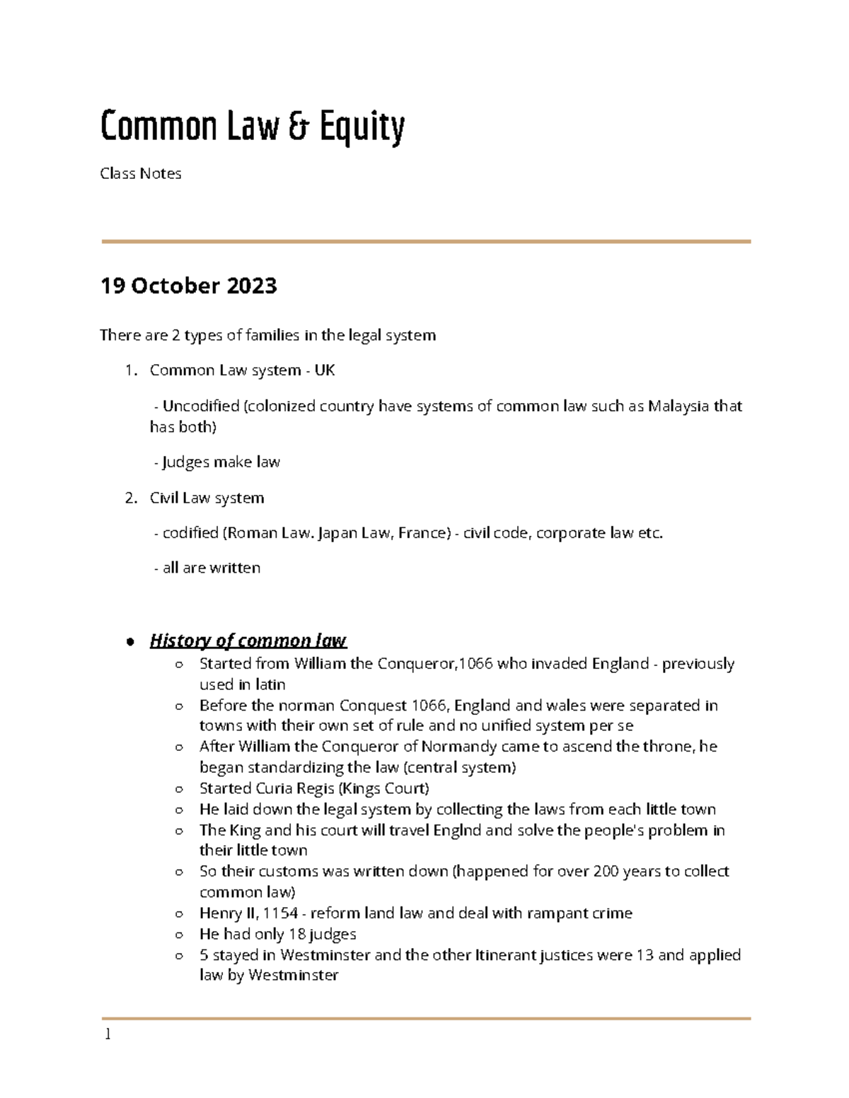 Common Law and Equity - It is a random class note - Common Law & Equity ...
