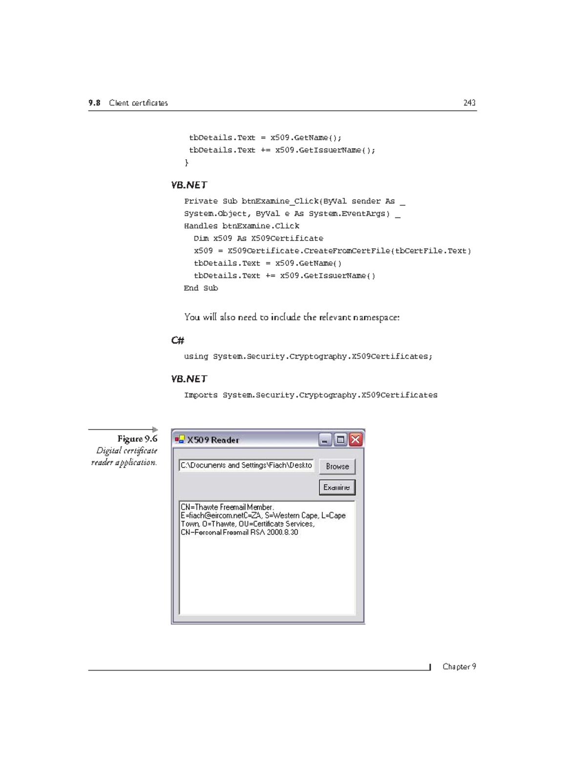 Network Programming In Dot Net With C Sharp22 9 Client Certificates 243 Chapter 9 Tbdetails