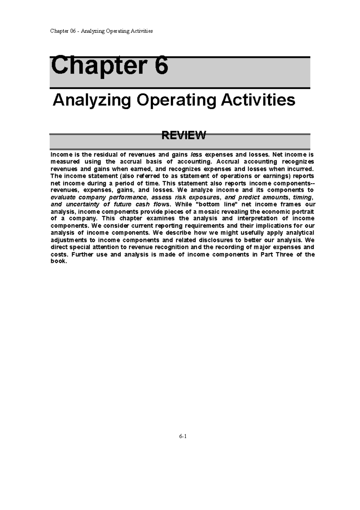 Solution-chapter-06-analyzing-operating-activities compress - Chapter 6 Analyzing Operating ...