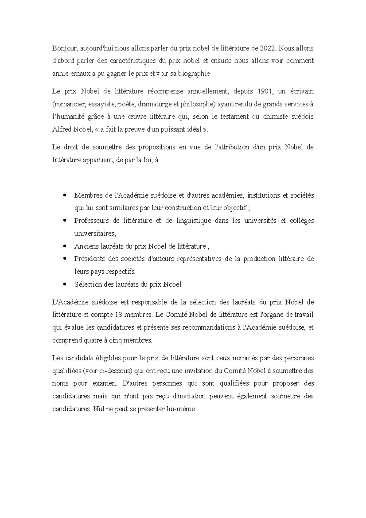 Guide presentation - some information - Bonjour, aujourd'hui nous ...