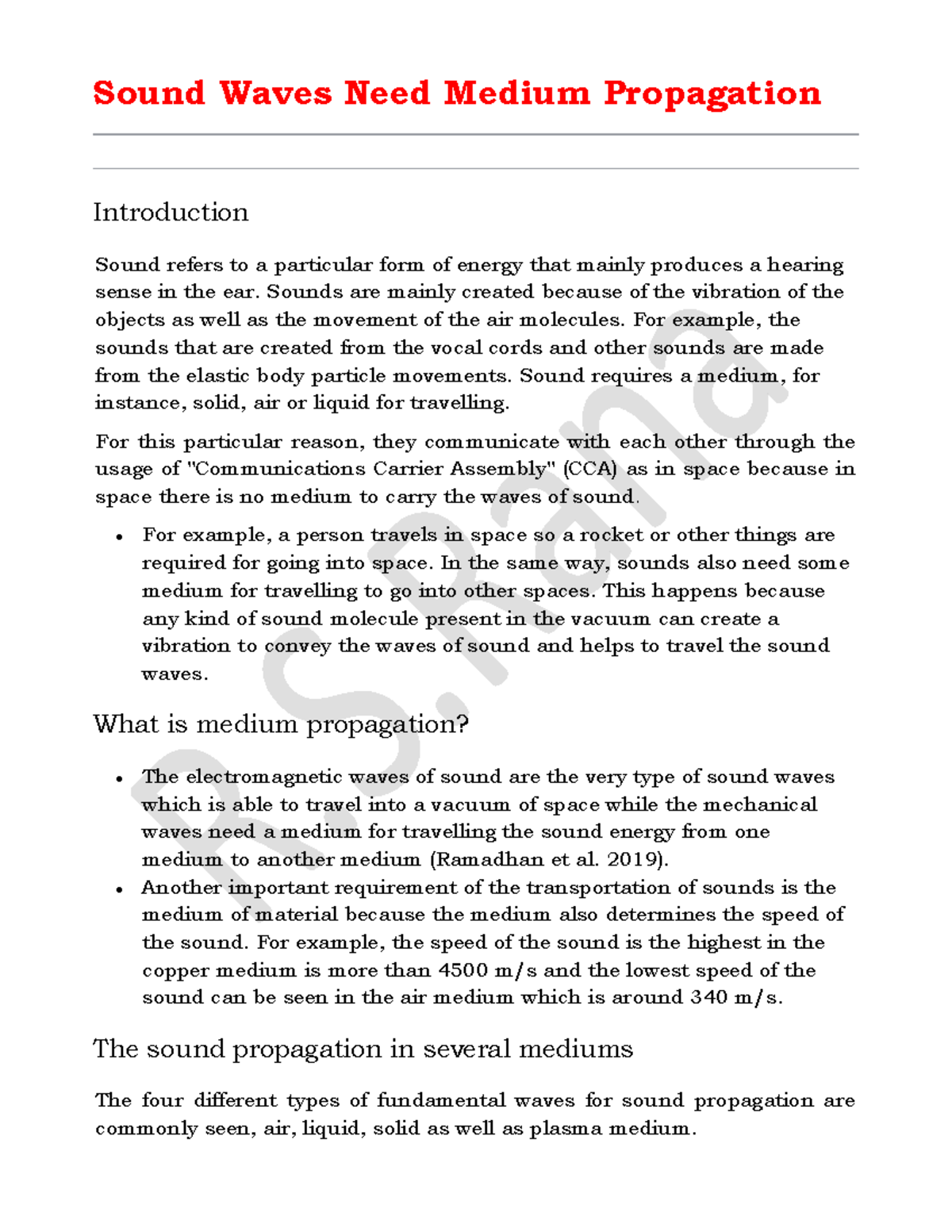 Sound Waves Need Medium Propagation - Sound Waves Need Medium ...