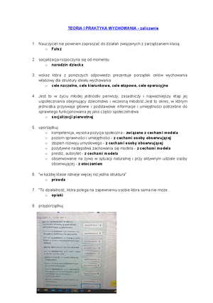 Teoria i praktyka wychowania wykład zaliczenie - .. jest jedną z najskuteczniejszych metod, za ...