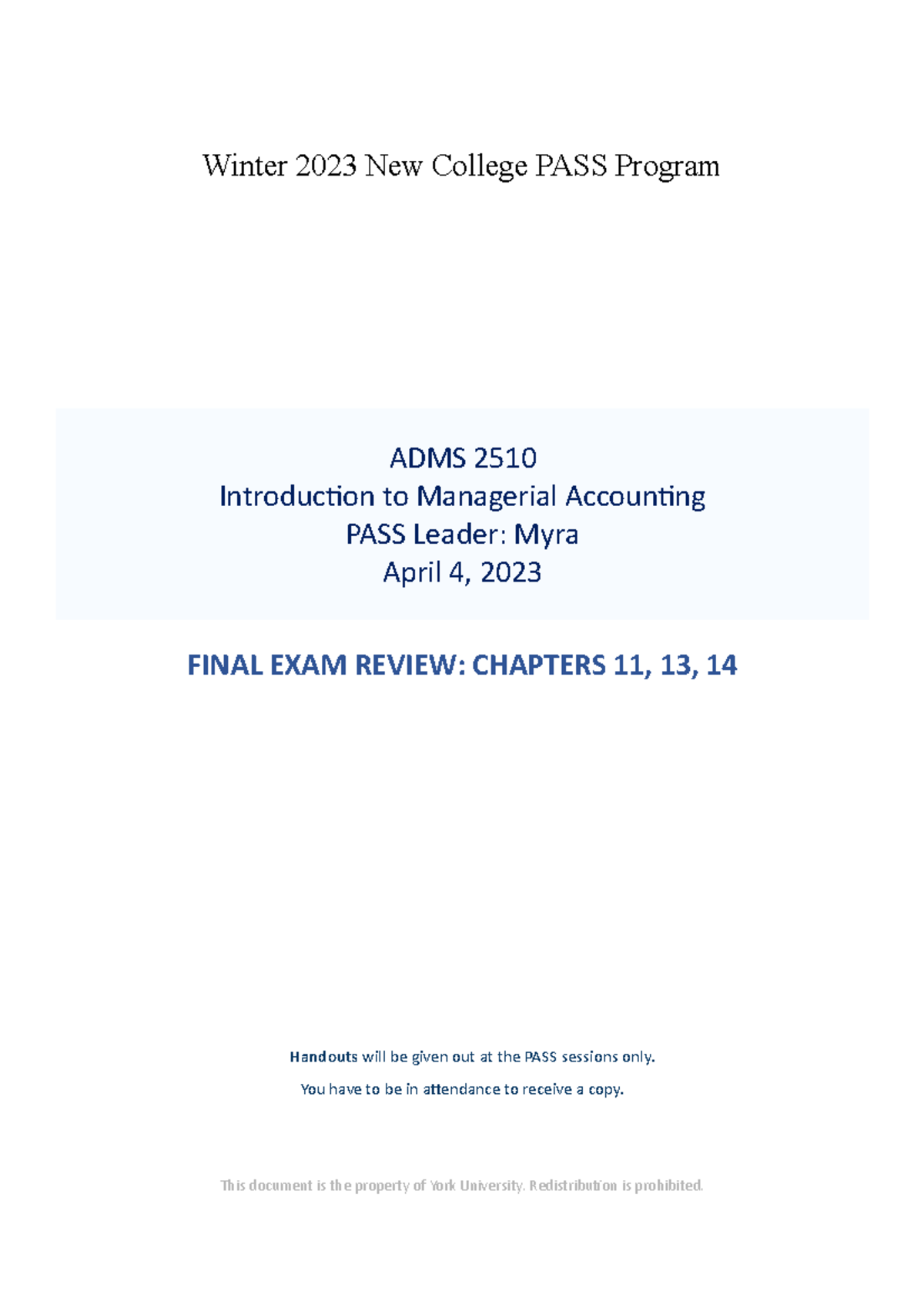 Final review session 3 - pass - Winter 2023 New College PASS Program ...