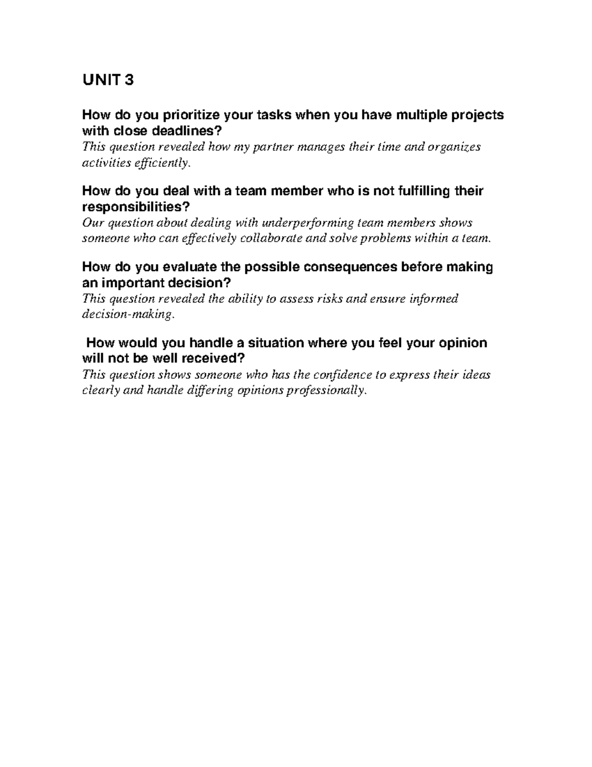 UNIT 3 - apuntes - UNIT 3 How do you prioritize your tasks when you ...