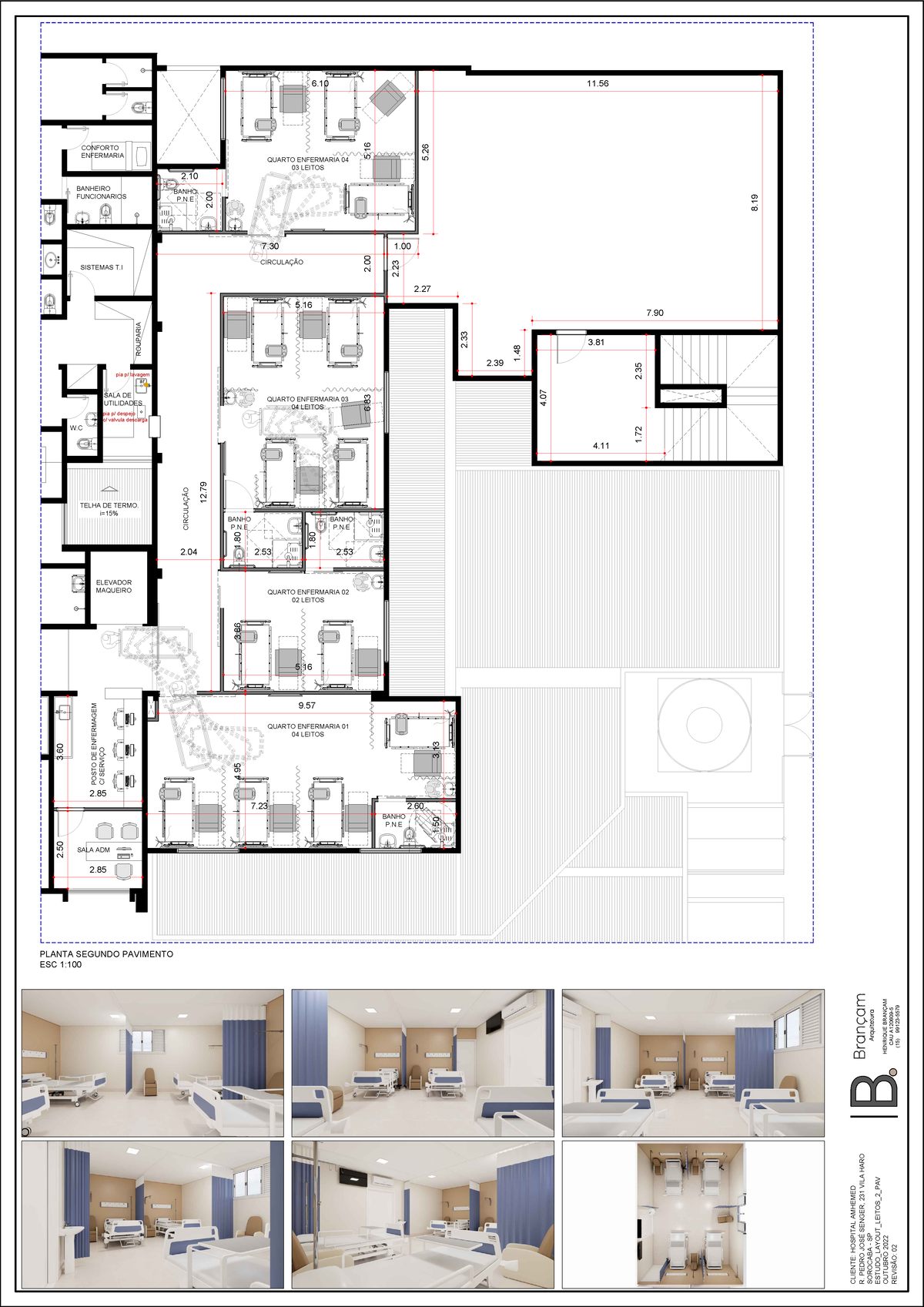 Executivo leitos- Planta Layout A3 R02 - TELHA DE TERMO. i=15% SALA DE ...